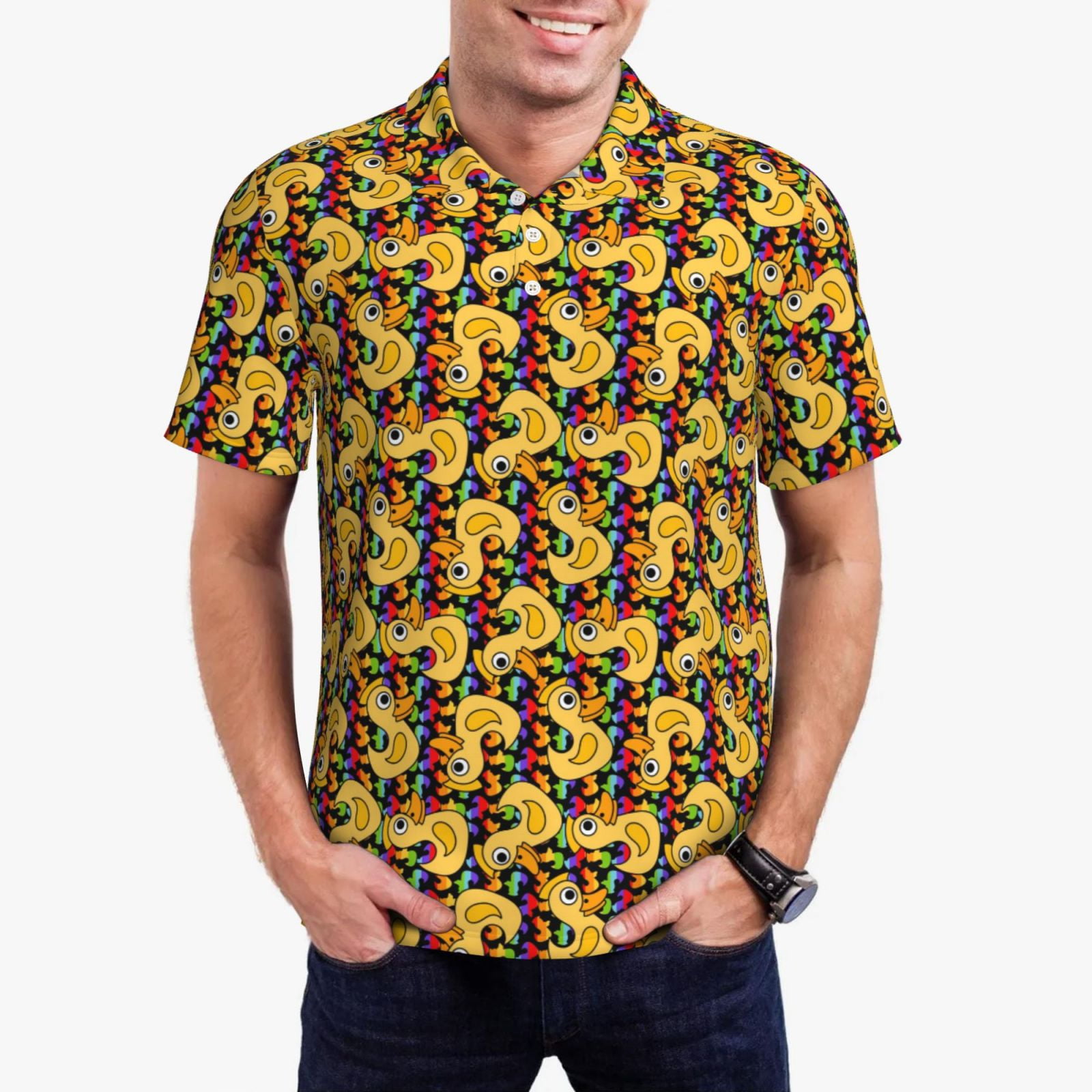 Polo Shirts for Men - Cartoon Ducks Mens Polo Shirts Short Sleeve ...