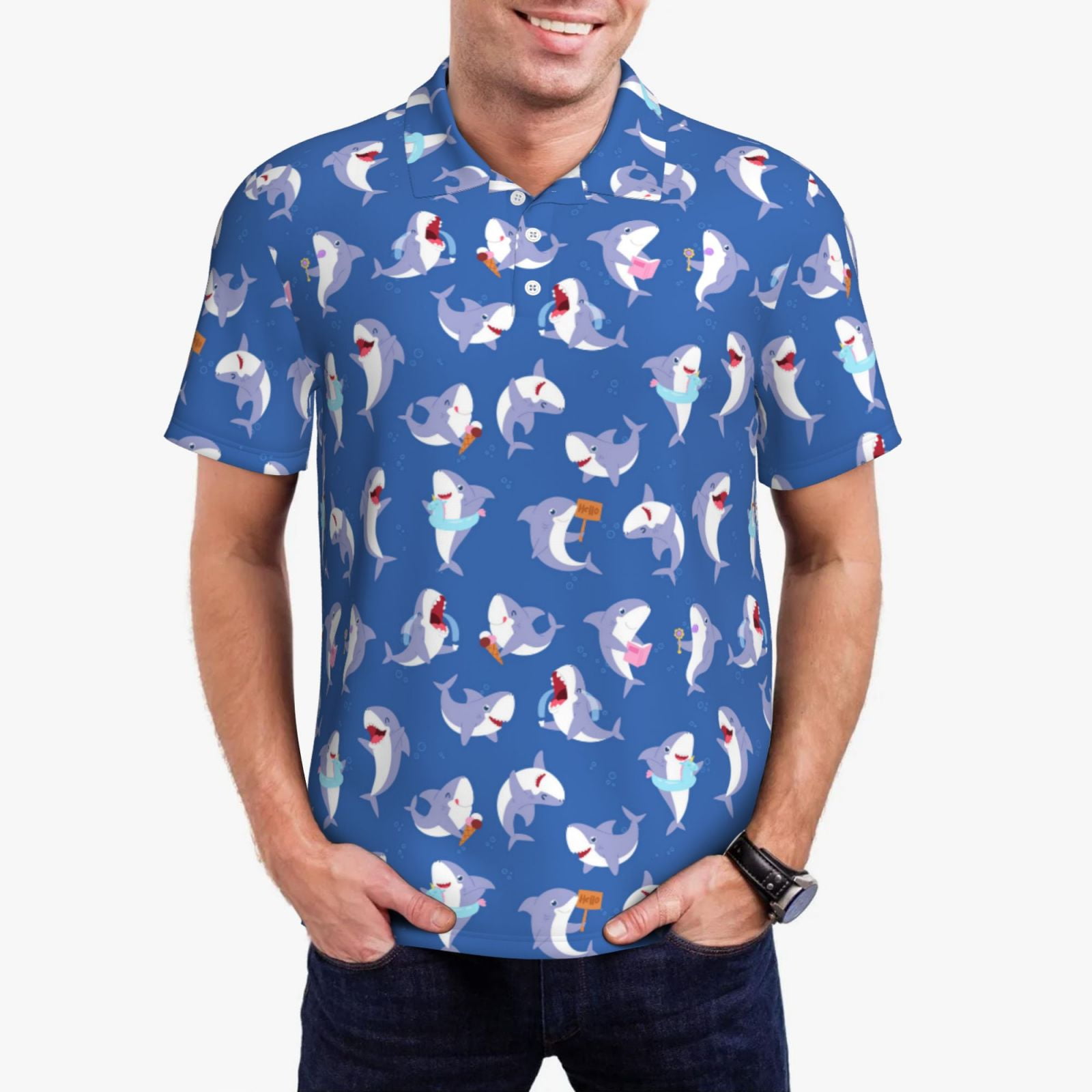 Polo Shirts for Men - Cartoon Funny Happy Cute Smiling Mens Polo Shirts ...