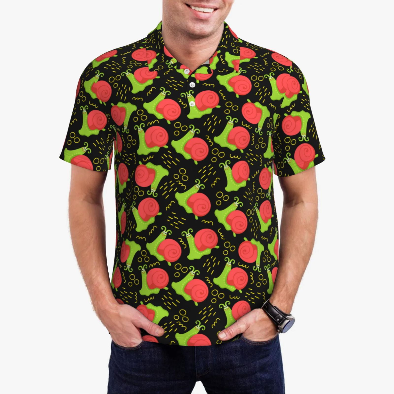Polo Shirts for Men - Cartoon Snail Classic Mens Polo Shirts Casual ...