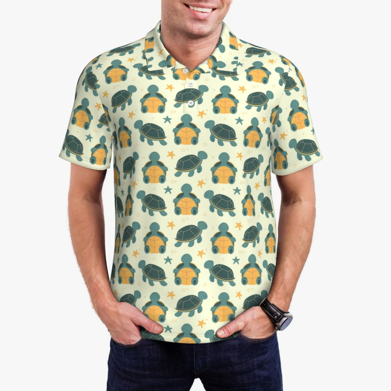 Polo Shirts for Men, Cartoon Turtles Cuteness Casual Mens Polo Shirts ...