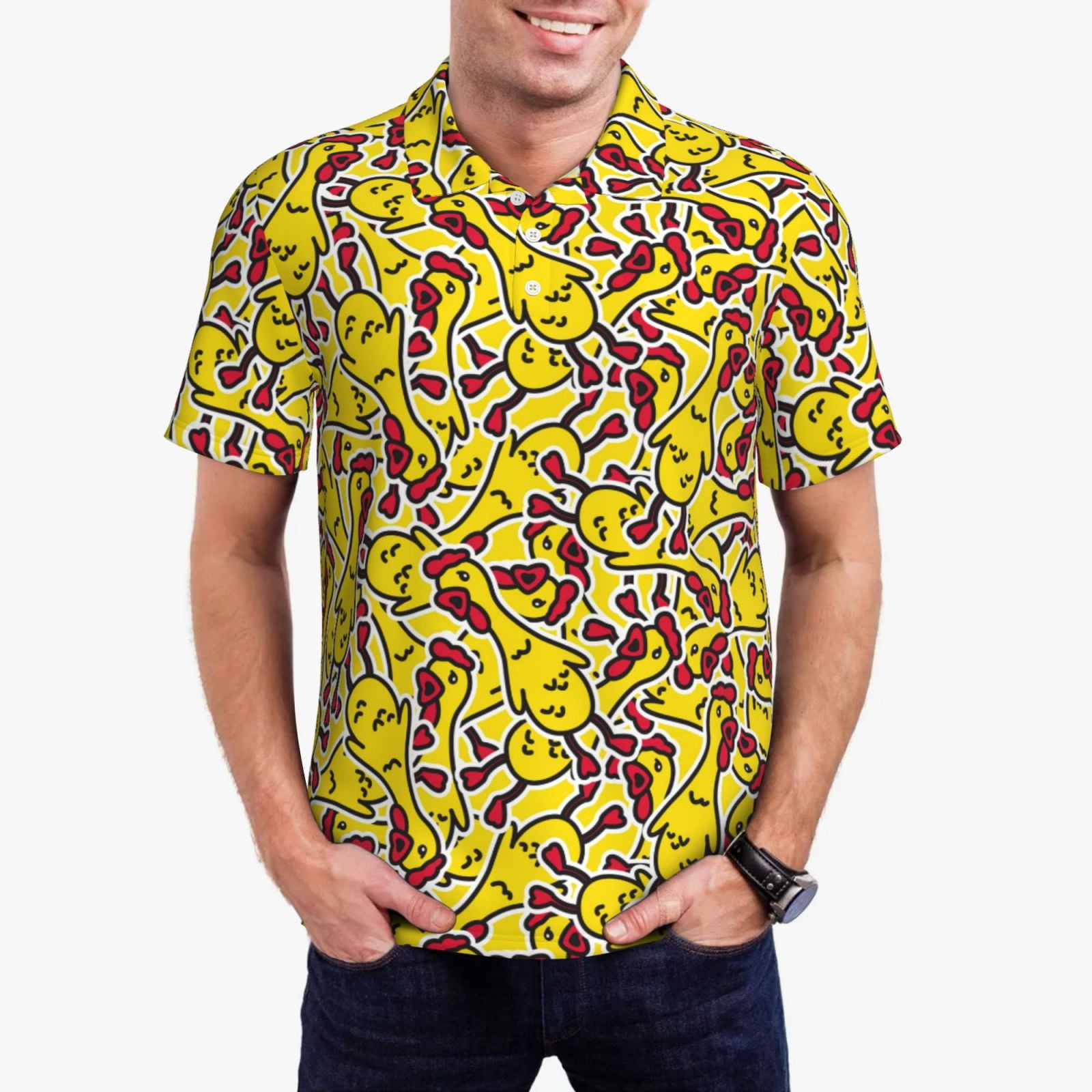 Polo Shirts for Men - Chicken Cartoon Mens Polo Shirts Short Sleeve ...