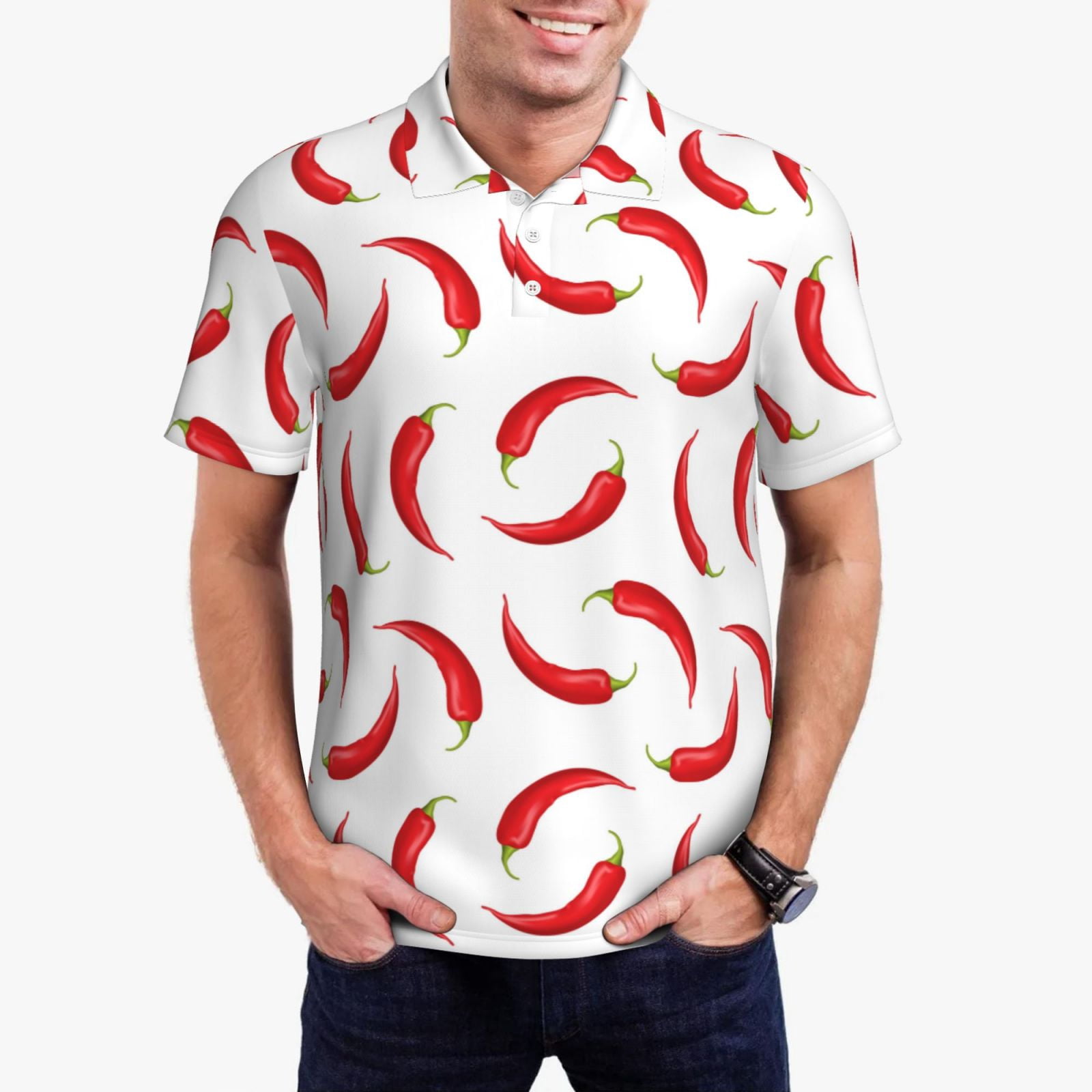 Polo Shirts for Men - Chili Pepper Classic Mens Polo Shirts Casual ...