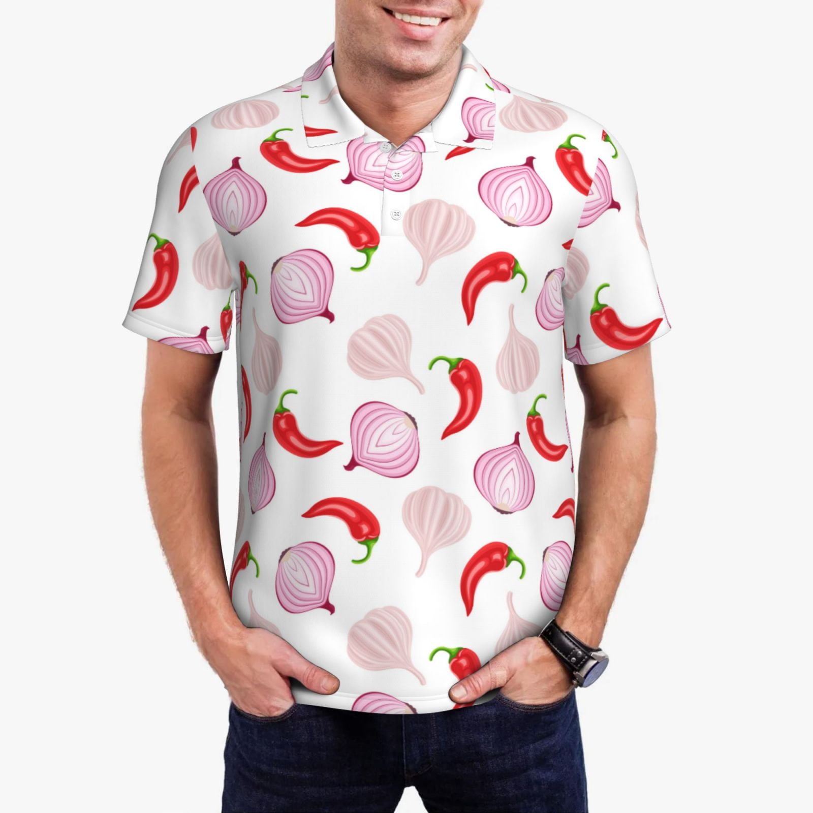 Polo Shirts for Men - Chili Pepper onion garlic Mens Polo Shirts Short ...