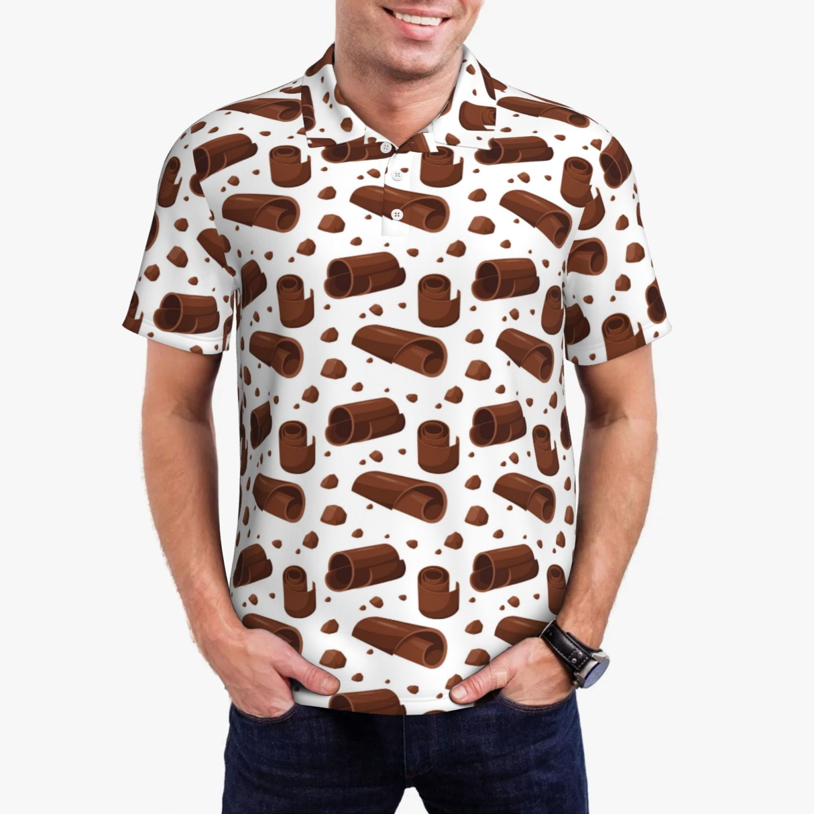 Polo Shirts for Men, Chocolate Pattern No.9042 Cuteness Casual Mens Polo Shirts Short Sleeve ...
