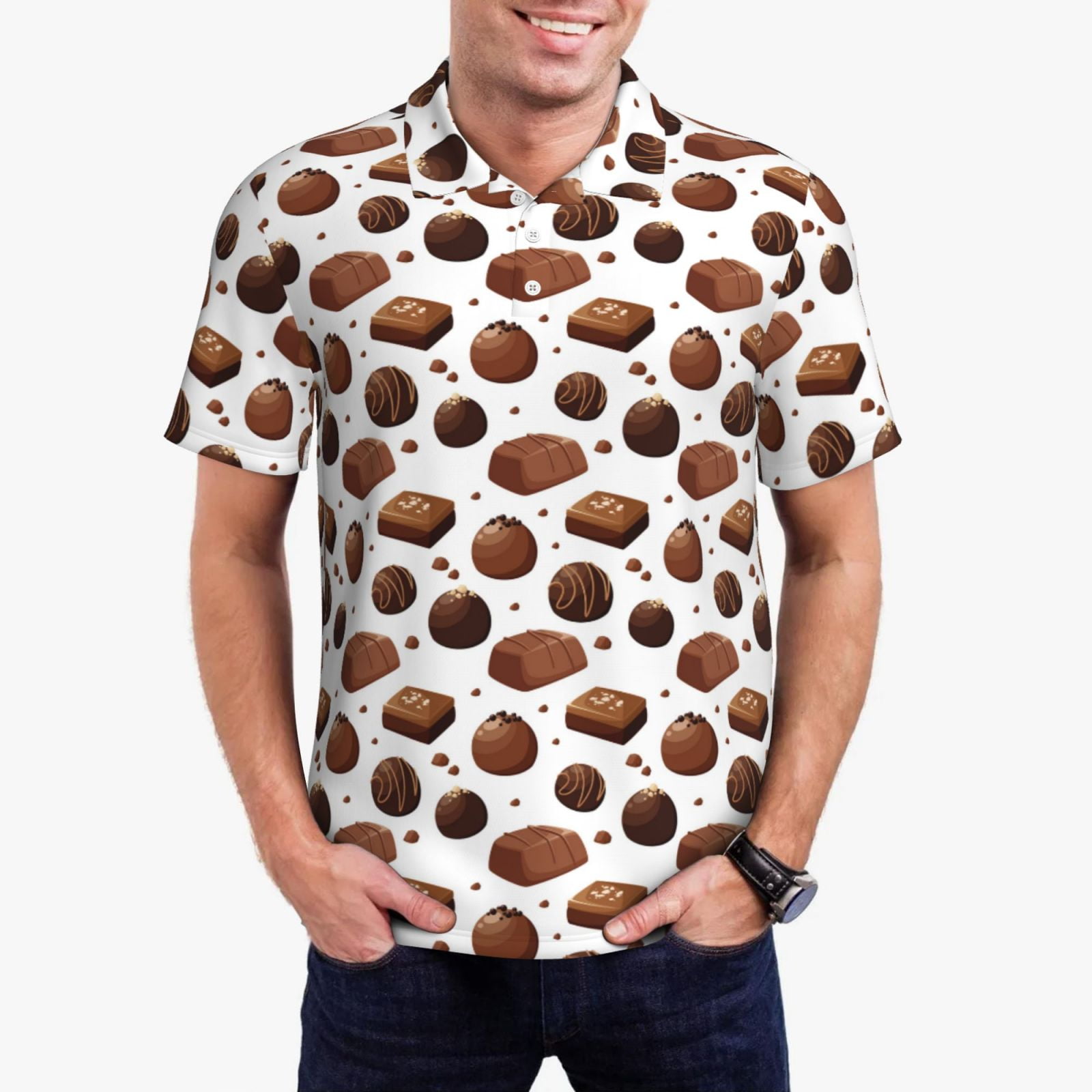 Polo Shirts for Men - Chocolate Pattern No.9043 Classic Mens Polo ...