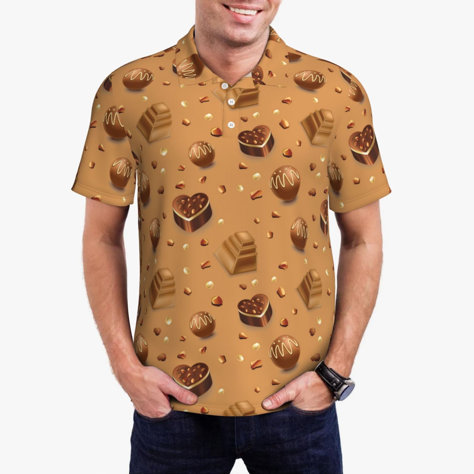Polo Shirts for Men, Chocolate Pattern No.9053 Cuteness Casual Mens ...