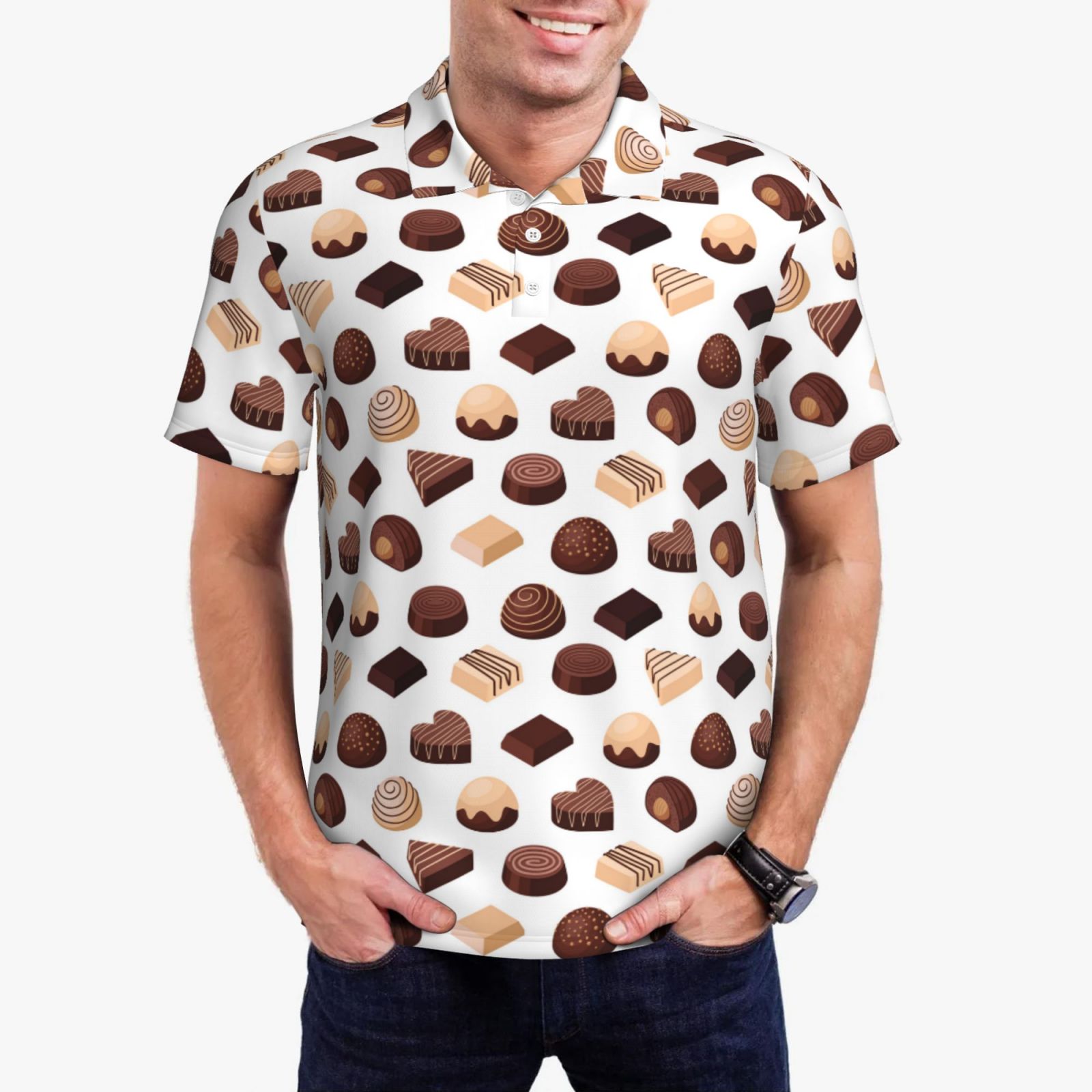 Polo Shirts for Men - Chocolate Pattern No.9059 Classic Mens Polo ...