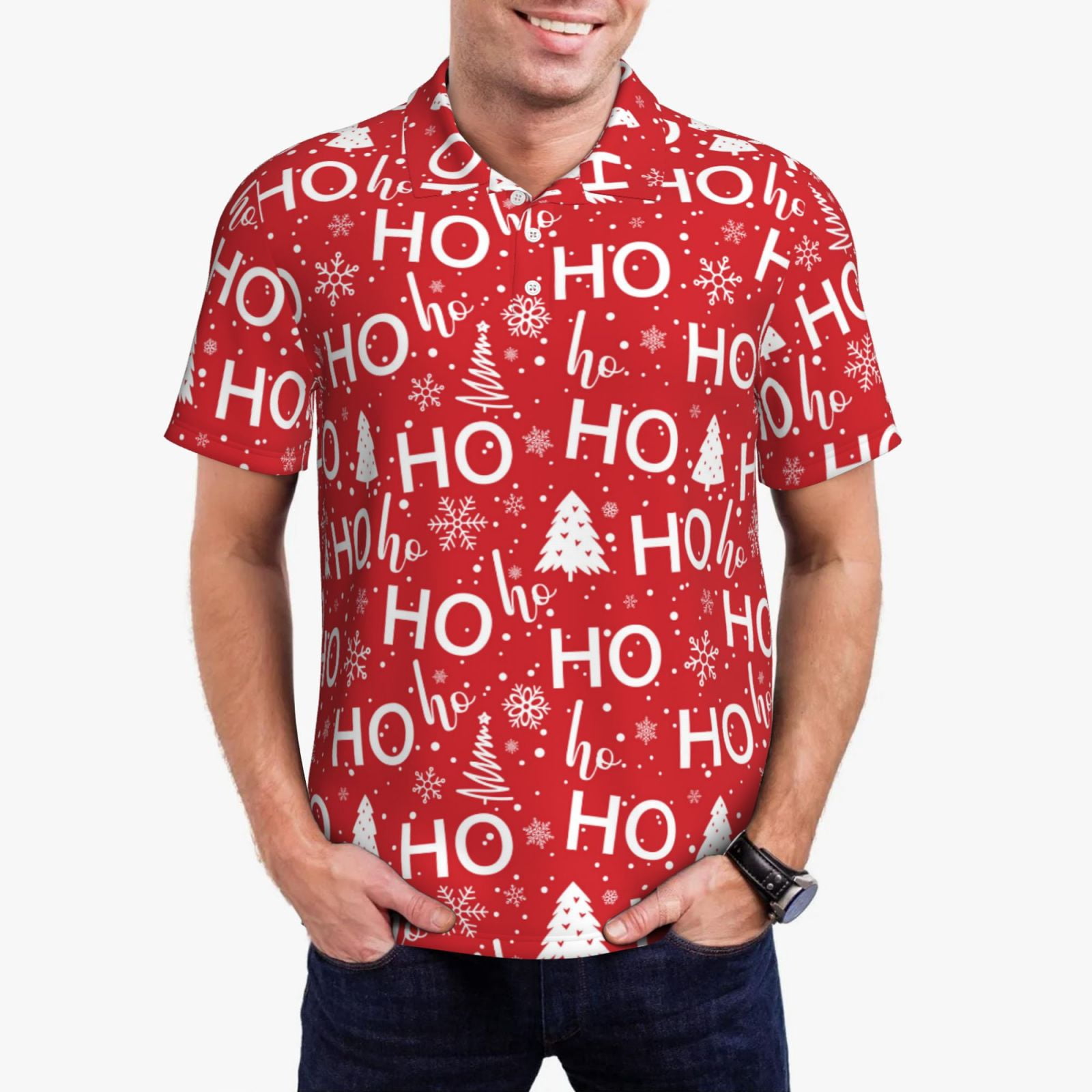 Polo Shirts for Men Christmas Hohoho Casual Mens Short Sleeve Polo ...