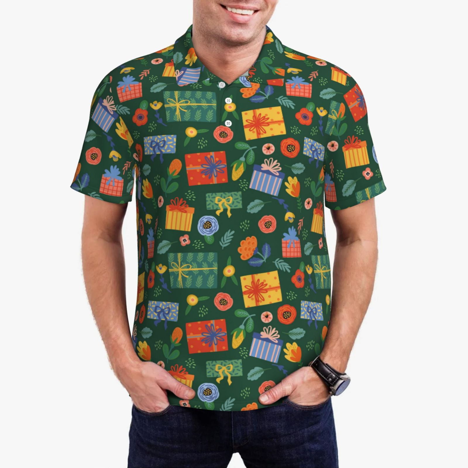 Polo Shirts for Men Christmas gift Casual Mens Short Sleeve Polo Shirts ...