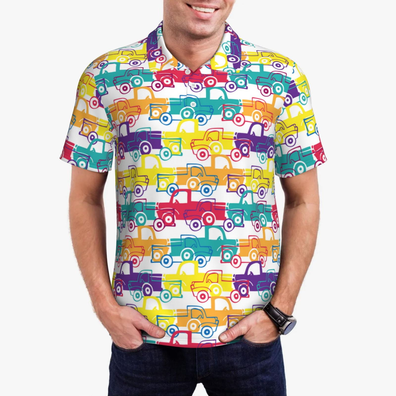 Polo Shirts for Men, Colorful Car Cuteness Casual Mens Polo Shirts ...
