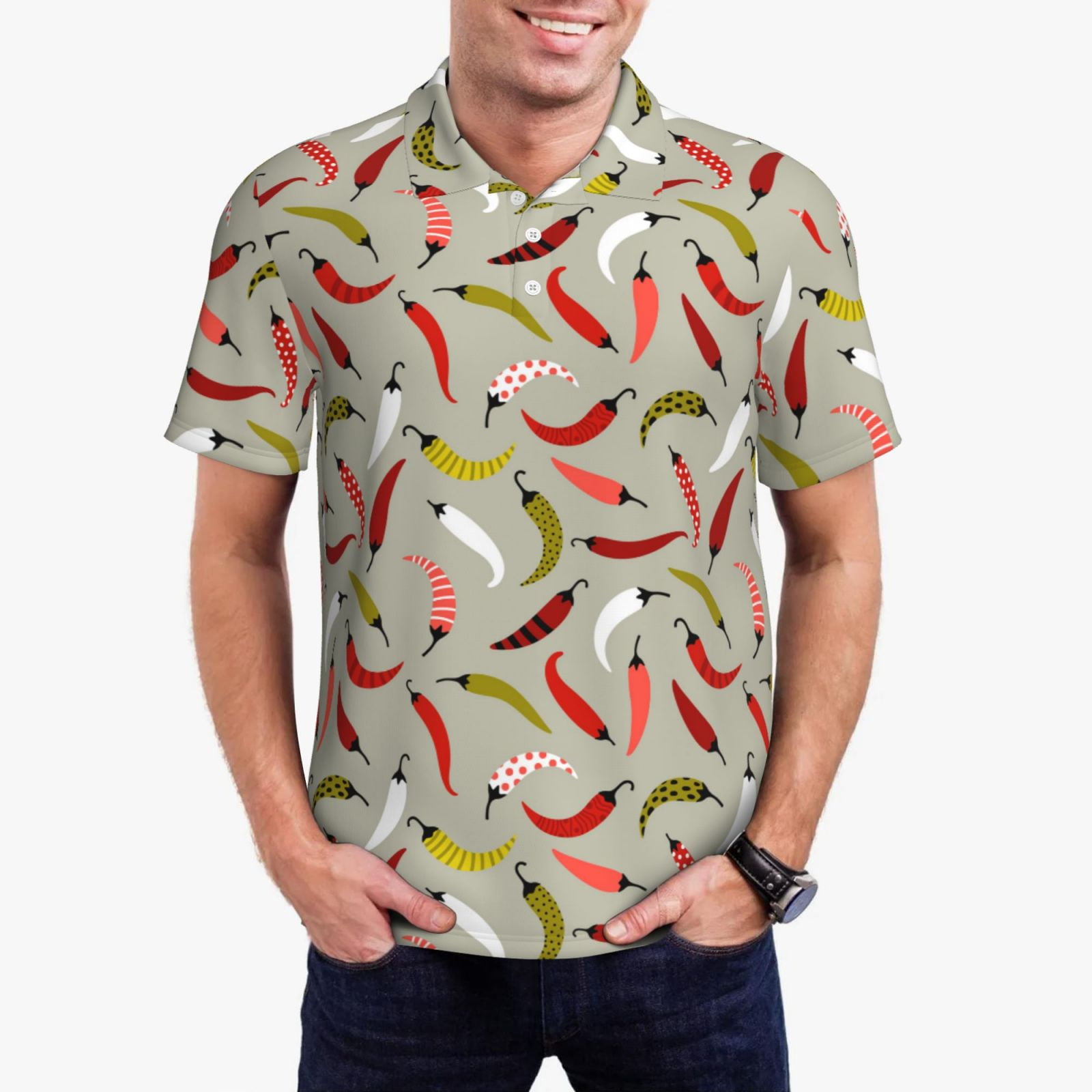 Polo Shirts for Men Colorful Chili Casual Mens Short Sleeve Polo Shirts ...