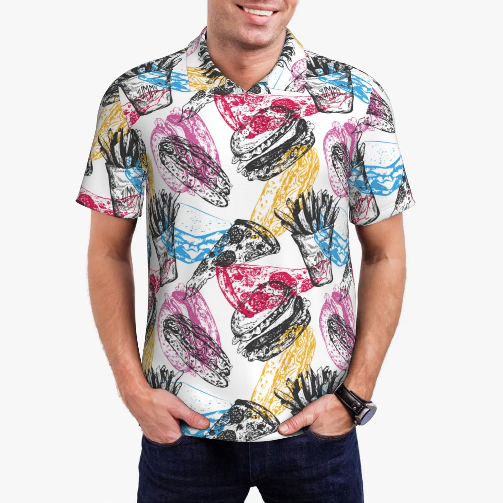 Polo Shirts for Men - Colorful Cute Food Classic Mens Polo Shirts ...