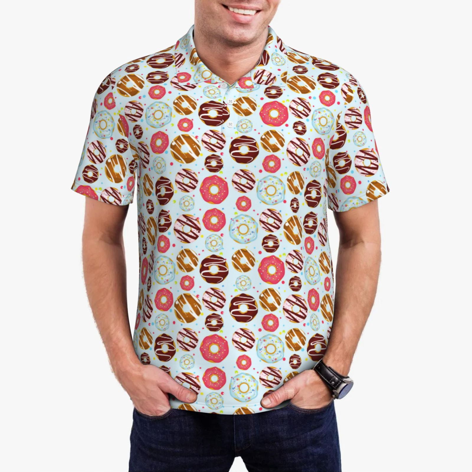 Polo Shirts for Men - Colorful Donuts Classic Mens Polo Shirts Casual ...
