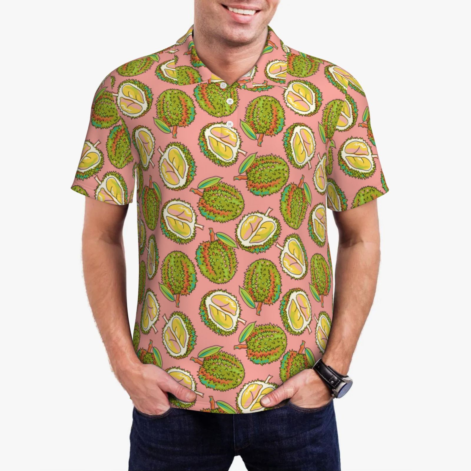 Polo Shirts for Men, Colorful Durian Cuteness Casual Mens Polo Shirts ...