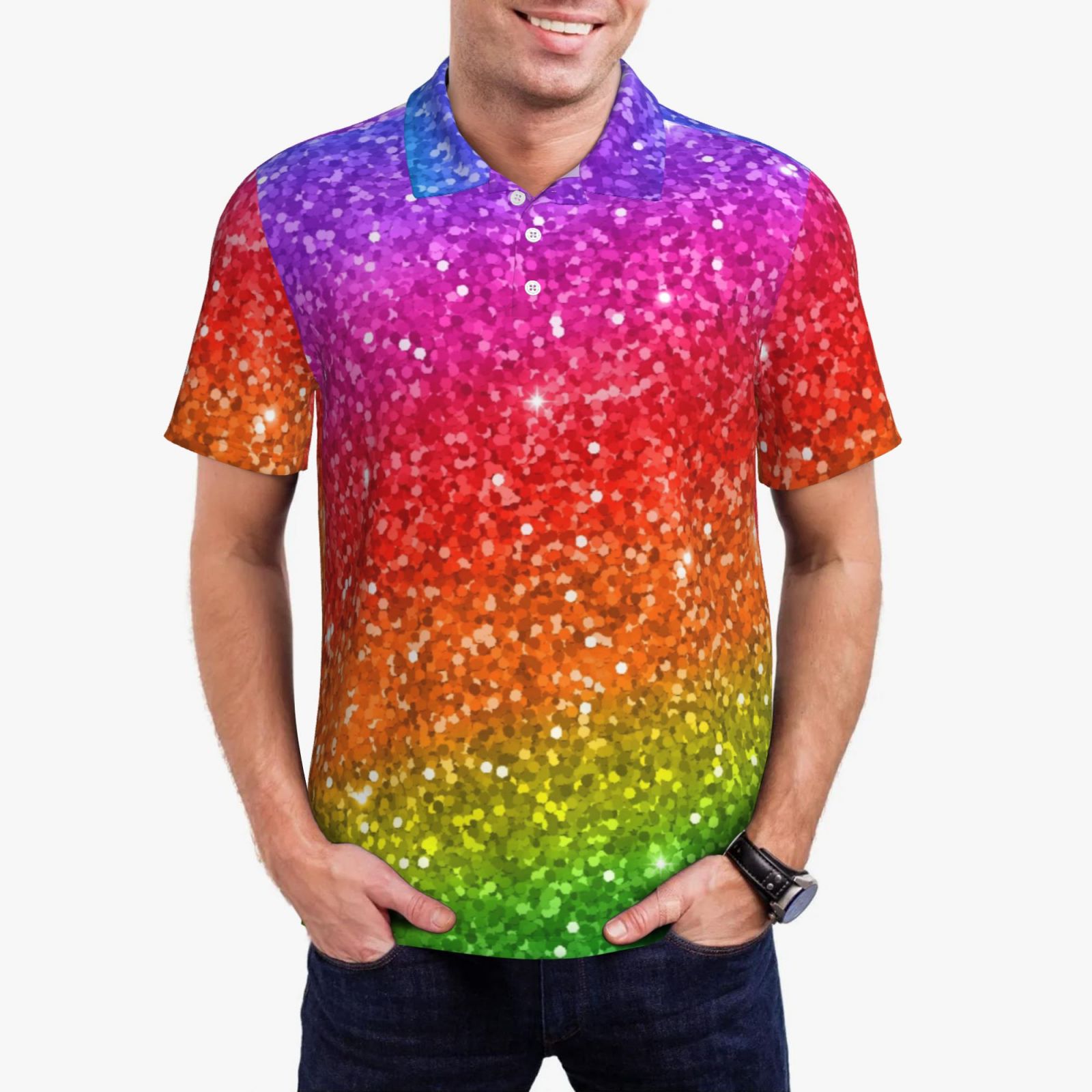 Polo Shirts for Men, Colorful Glitter Cuteness Casual Mens Polo Shirts ...