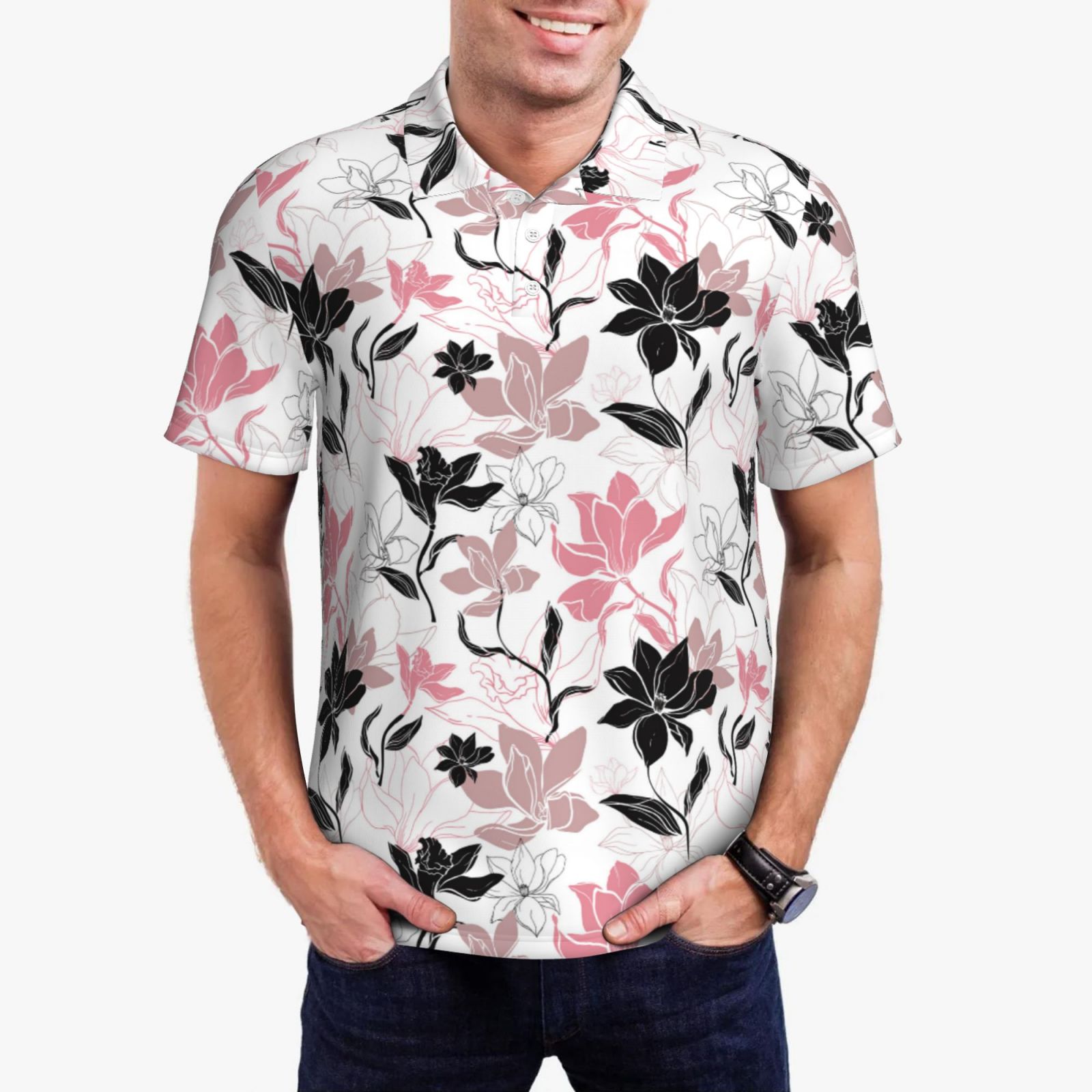 Polo Shirts for Men - Colorful Lilies Flowers Mens Polo Shirts Short ...