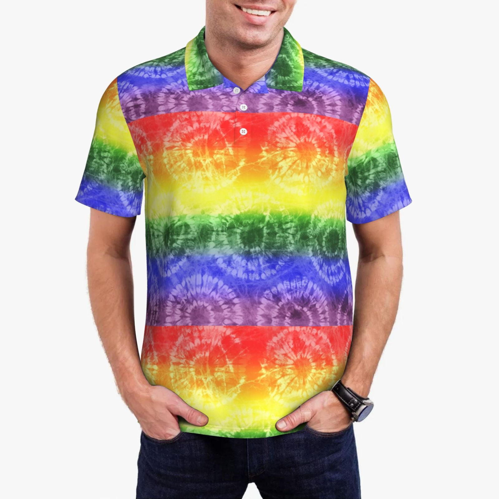 Polo Shirts for Men - Colorful Tie Dye Mens Polo Shirts Short Sleeve ...