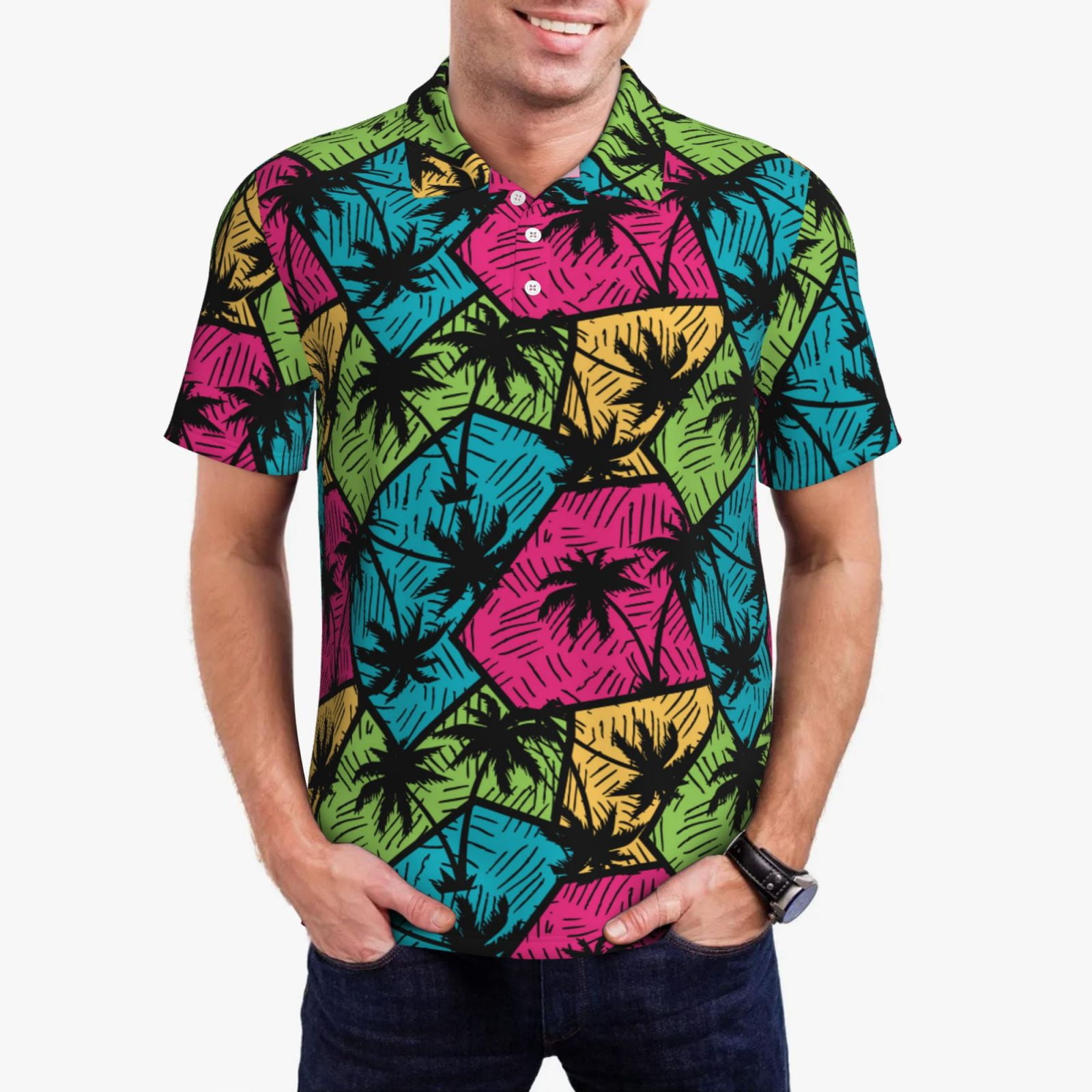 Polo Shirts for Men - Colorful Tree Mens Polo Shirts Short Sleeve ...