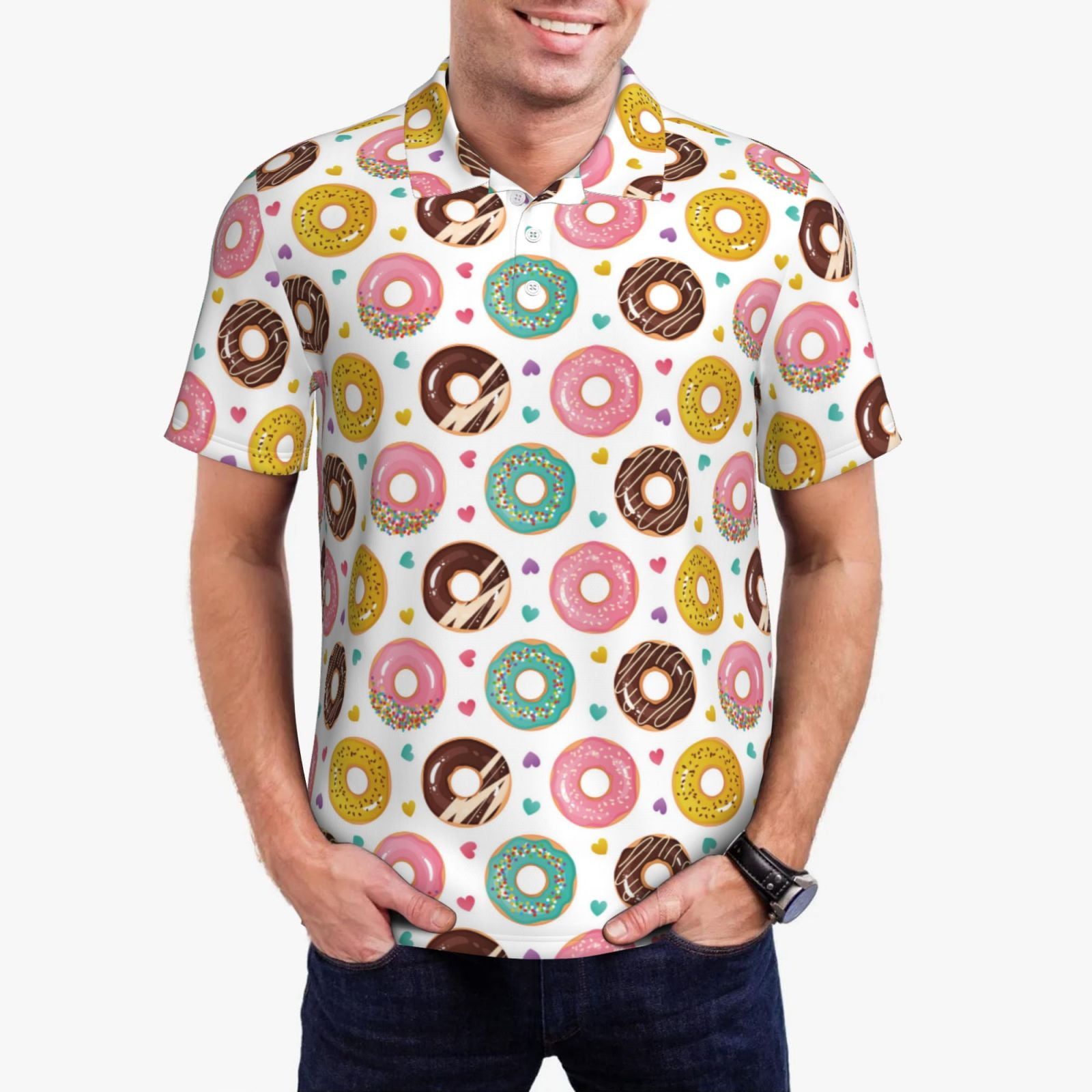 Polo Shirts for Men, Colorful donuts A Cuteness Casual Mens Polo Shirts ...