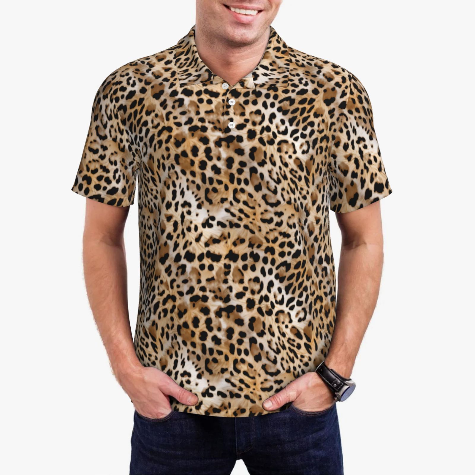 Polo Shirts for Men - Colorful leopard print cool Classic Mens Polo ...