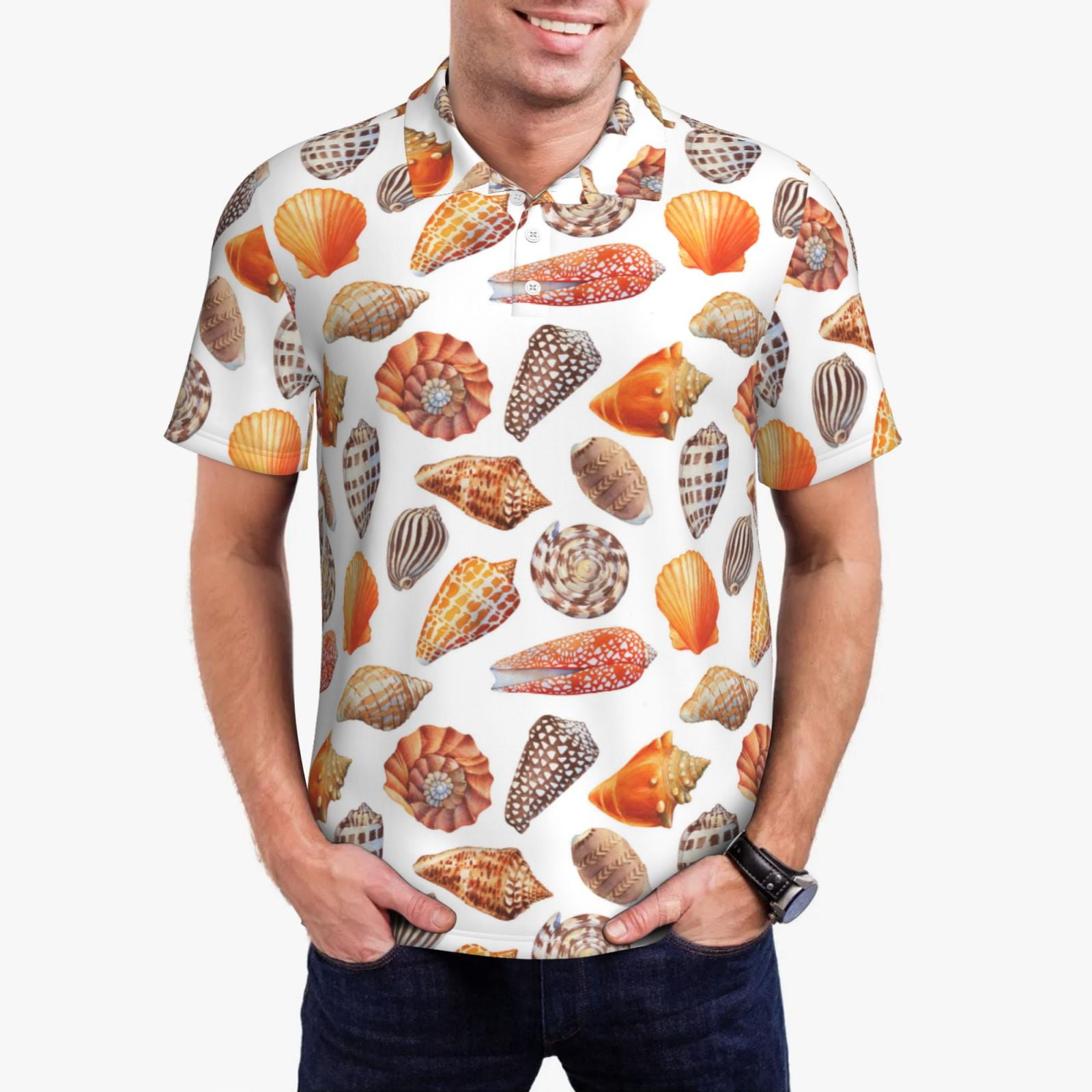 Polo Shirts for Men Conch Shell No.J914 Casual Mens Short Sleeve Polo ...