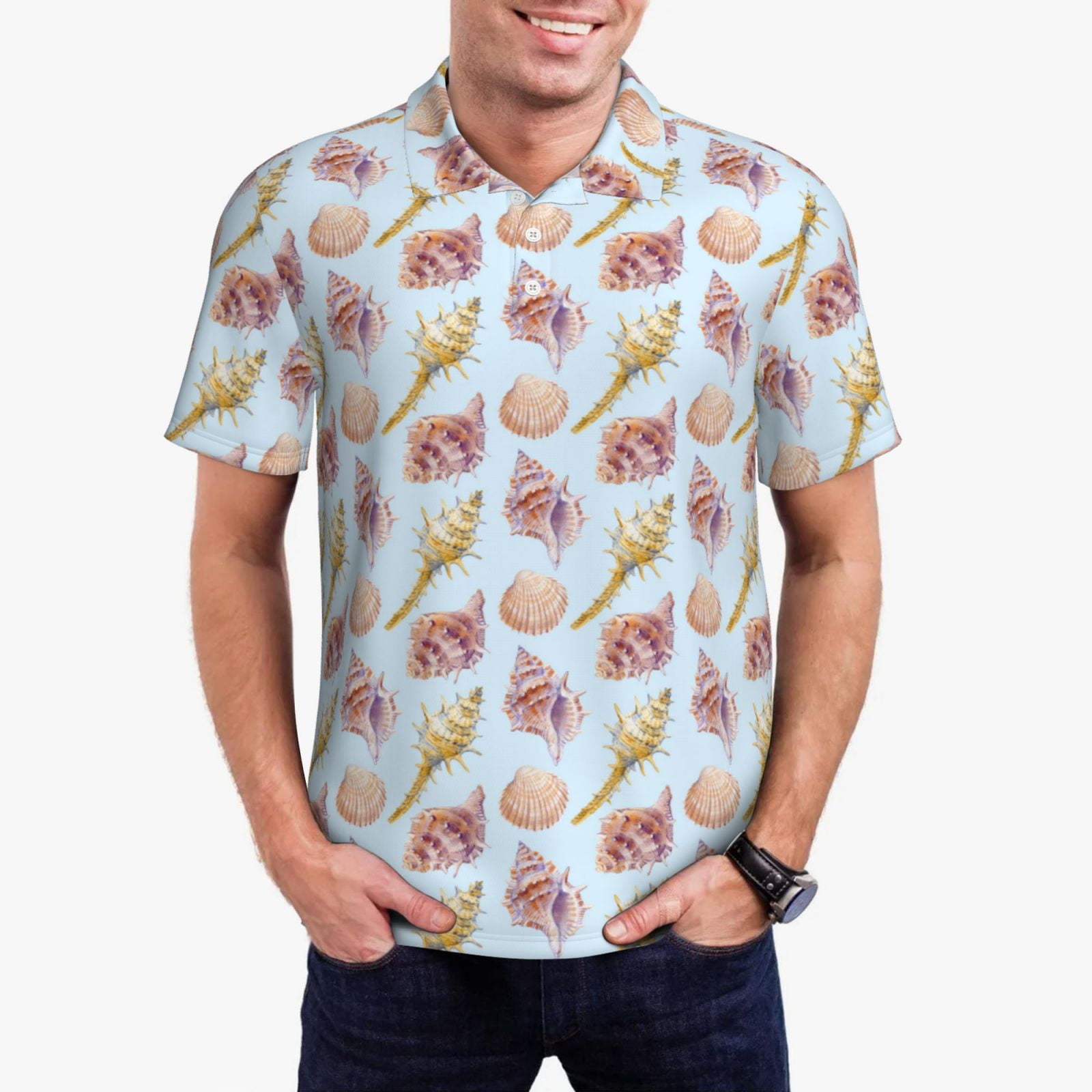 Polo Shirts for Men, Conch Shell No.J97 Cuteness Casual Mens Polo ...