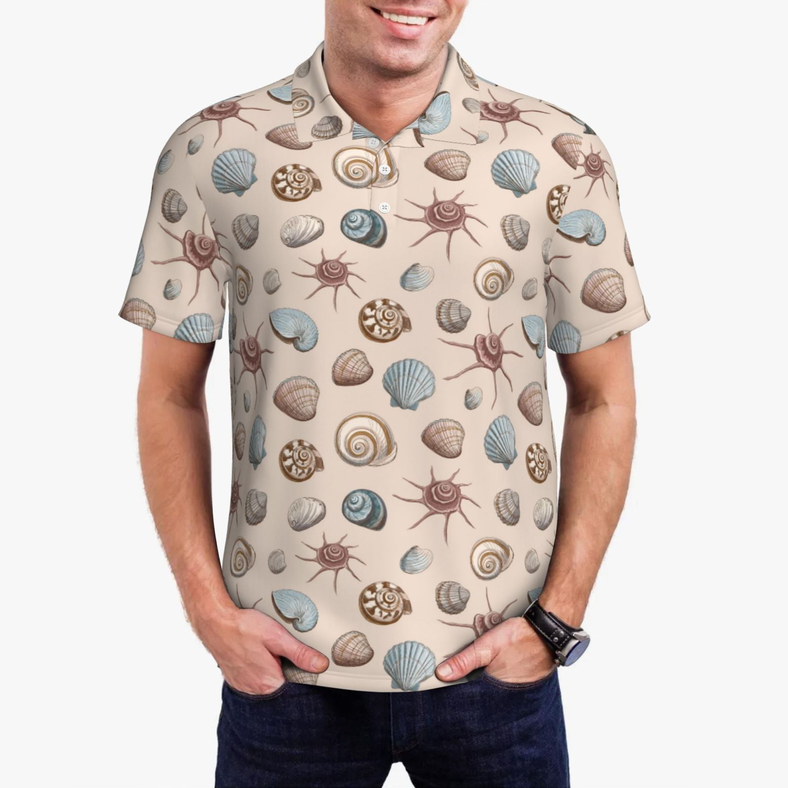 Polo Shirts for Men, Conch Shells Print No.9013 Cuteness Casual Mens ...