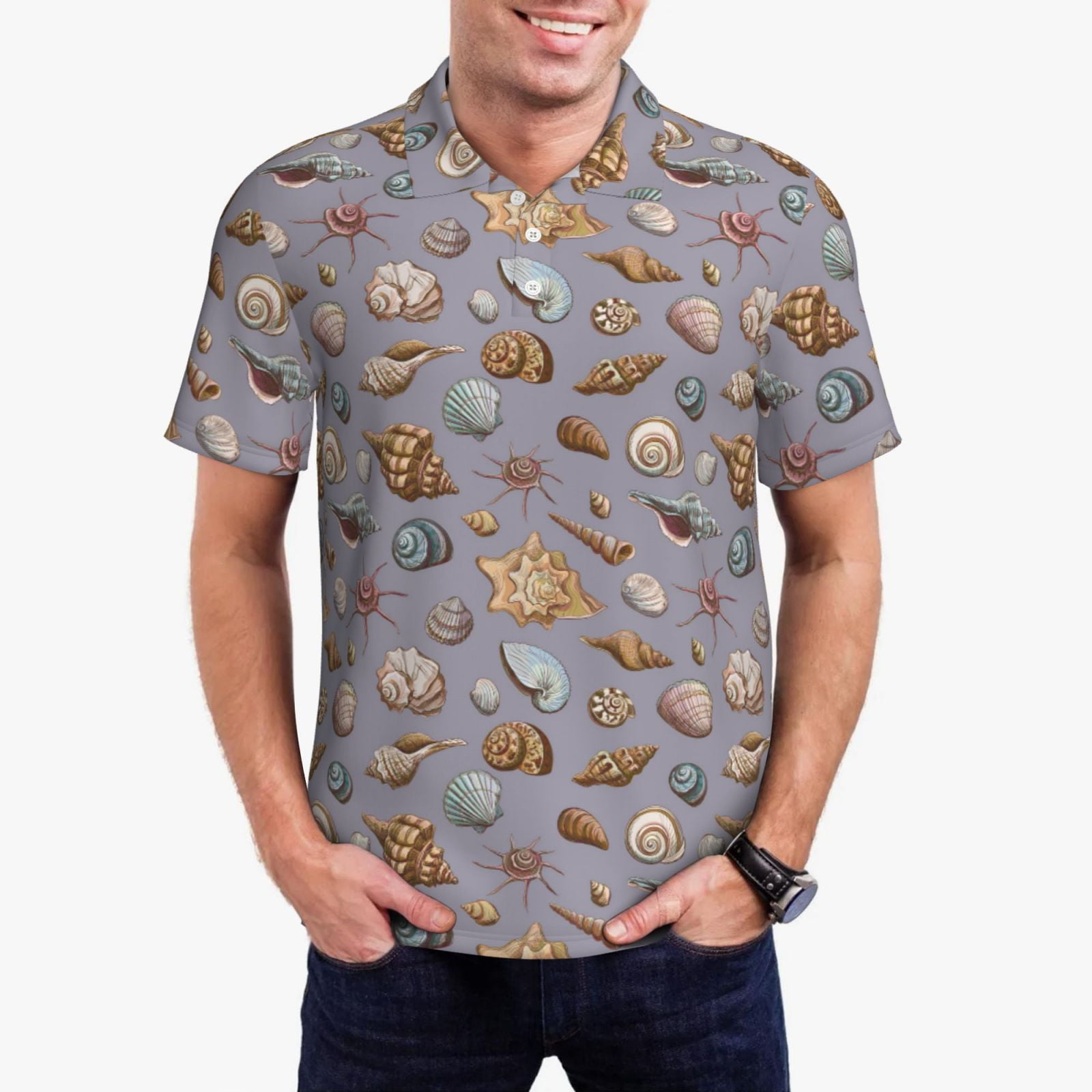 Polo Shirts for Men, Conch Shells Print No.9014 Cuteness Casual Mens ...