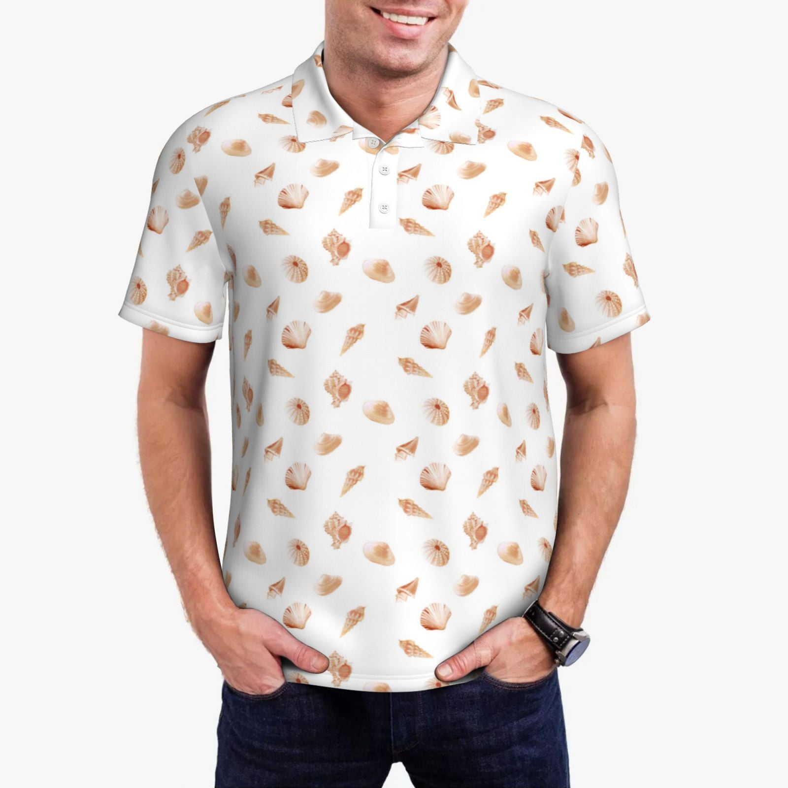 Polo Shirts for Men, Conch Shells Print No.9027 Cuteness Casual Mens ...