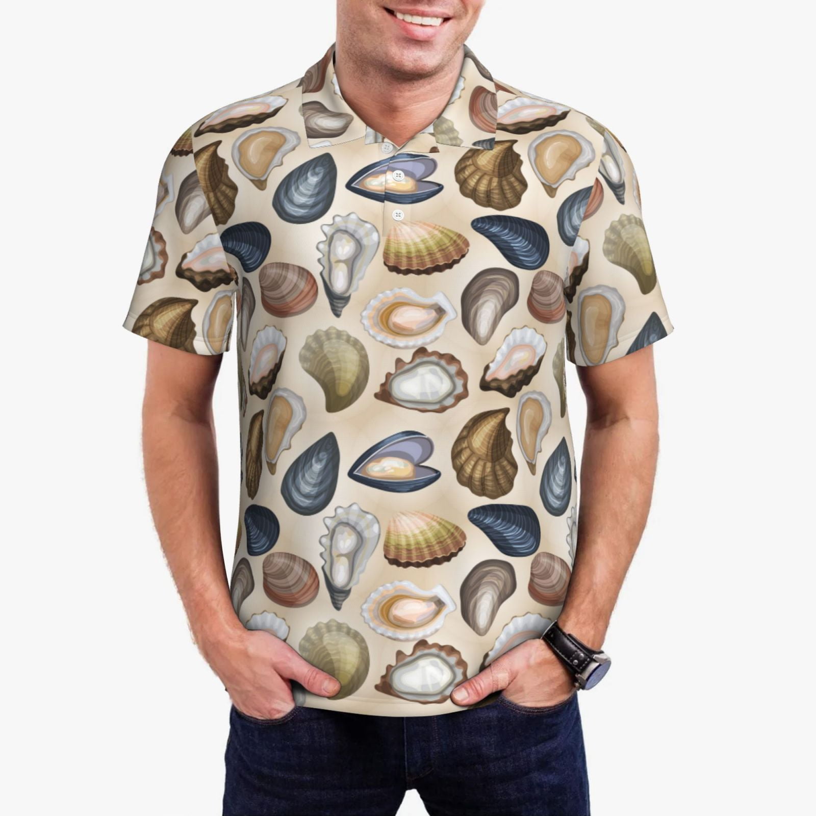 Polo Shirts for Men, Conch Shells Print No.9069 Cuteness Casual Mens Polo Shirts Short Sleeve ...