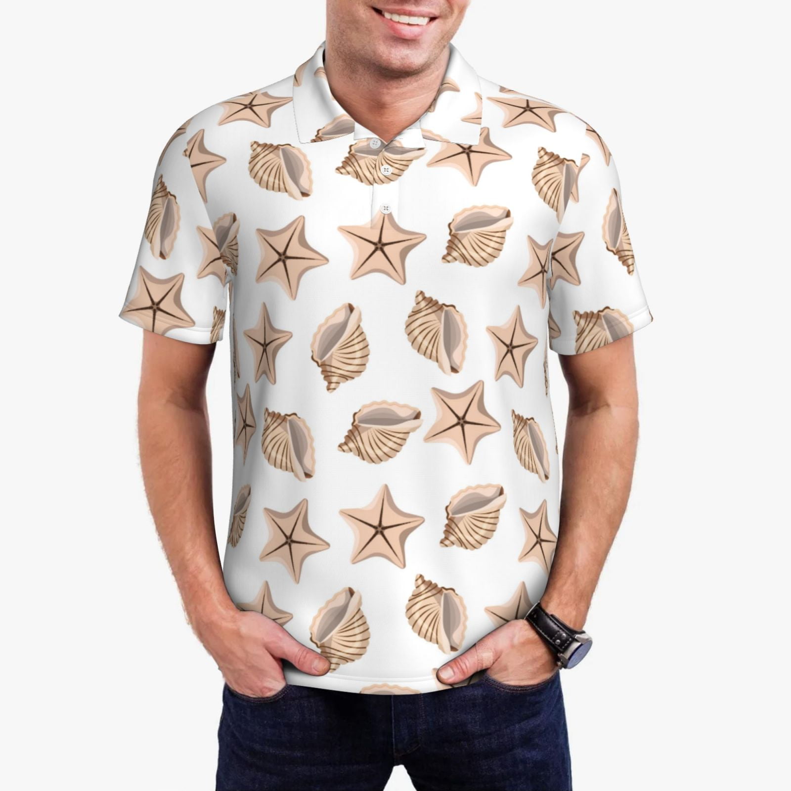 Polo Shirts for Men - Conch Shells Print No.9073 Classic Mens Polo ...