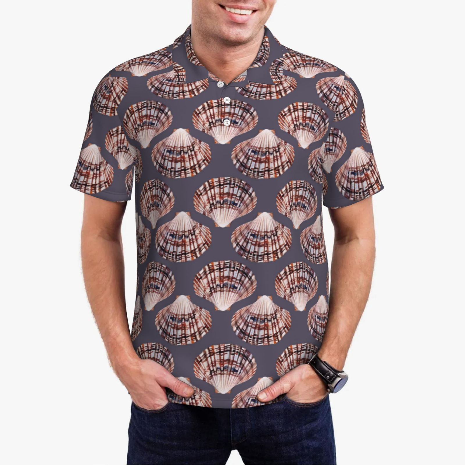 Polo Shirts for Men - Conch Shells Print No.9084 Classic Mens Polo ...
