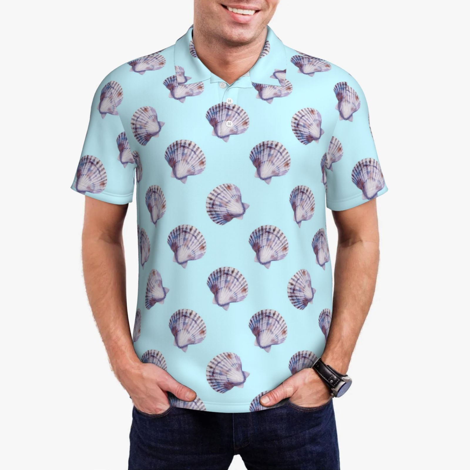 Polo Shirts for Men, Conch Shells Print No.9085 Cuteness Casual Mens ...