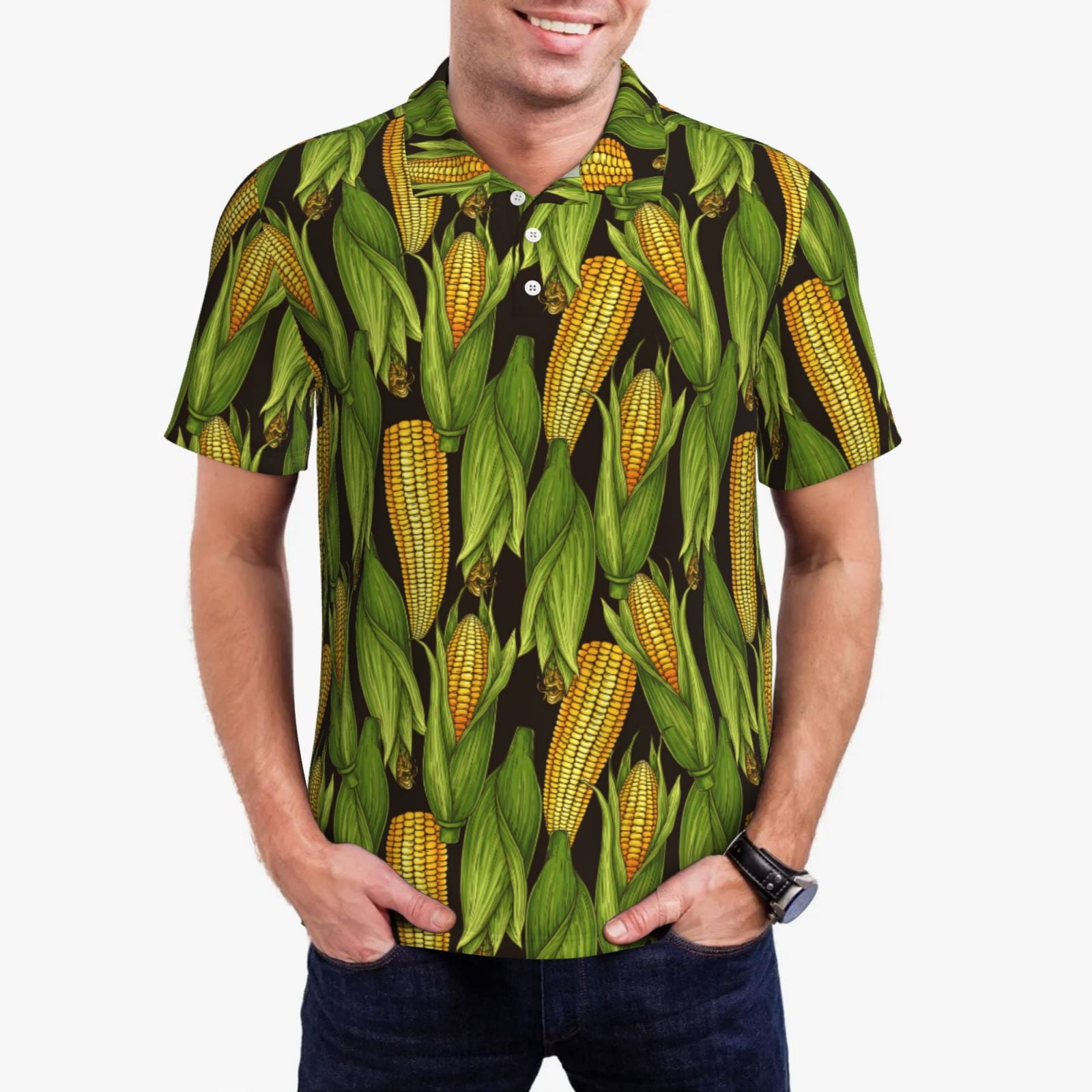 Polo Shirts for Men - Corn 2 Classic Mens Polo Shirts Casual Short ...