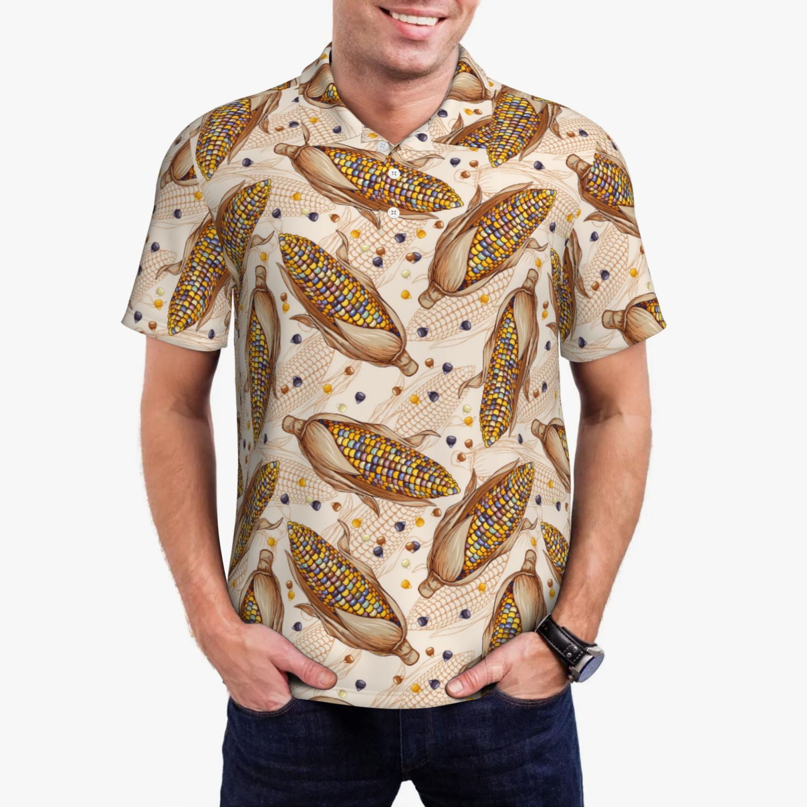 Polo Shirts for Men - Corn 5 Classic Mens Polo Shirts Casual Short ...