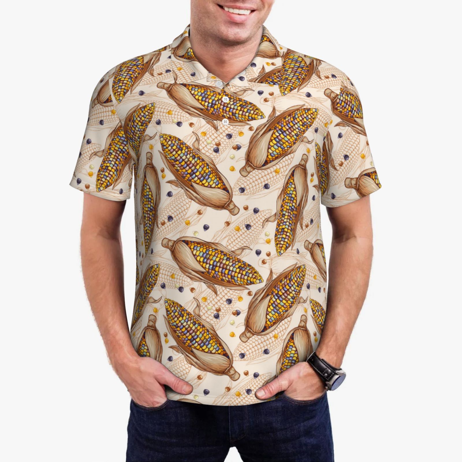 Polo Shirts for Men - Corn 5 Mens Polo Shirts Short Sleeve, Button Down ...