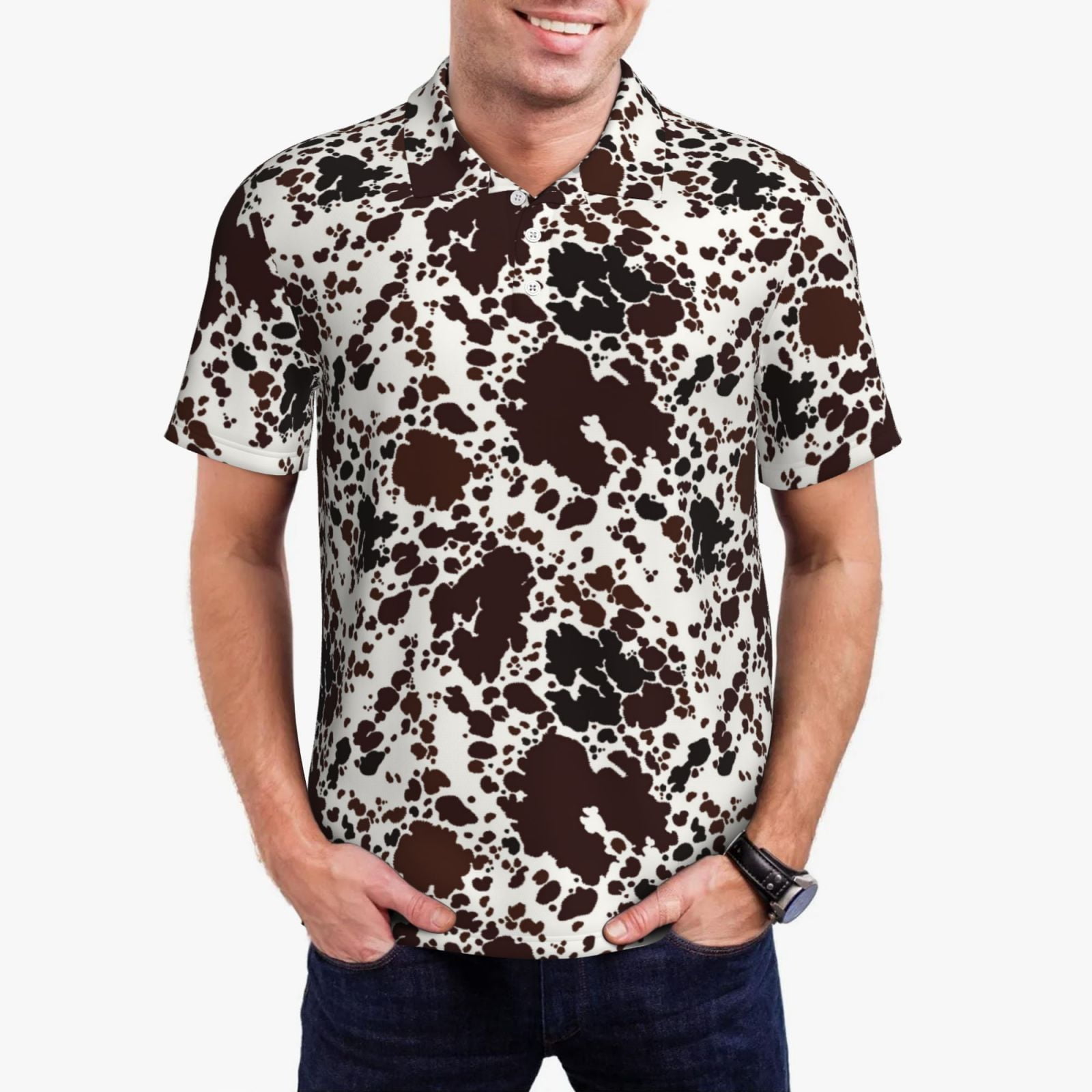 Polo Shirts for Men - Cow Skin Classic Mens Polo Shirts Casual Short ...