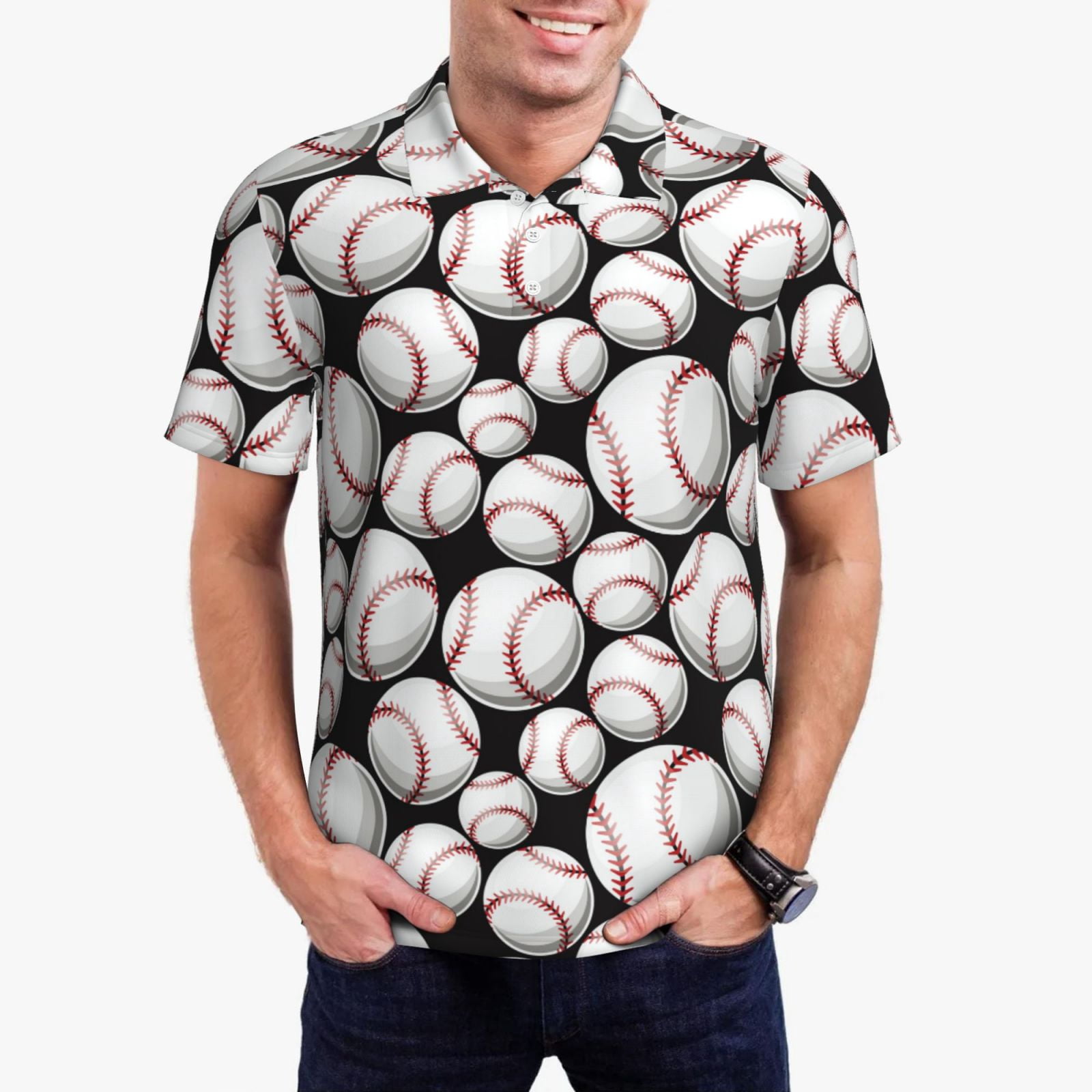 Polo Shirts for Men, Cute Baseball E Cuteness Casual Mens Polo Shirts ...