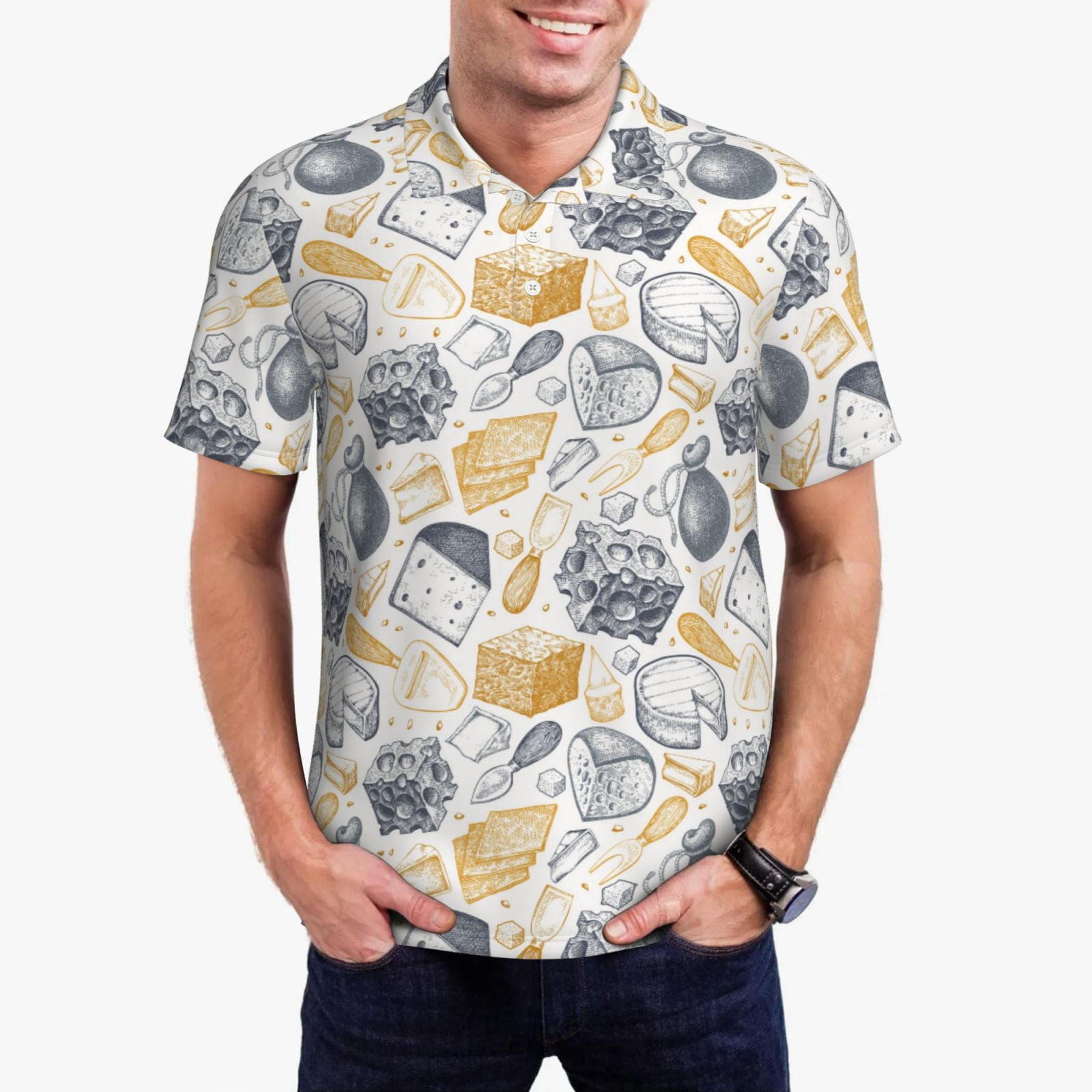 Polo Shirts for Men - Cute Cheese Cake Soft Comfort Breathable Casual ...
