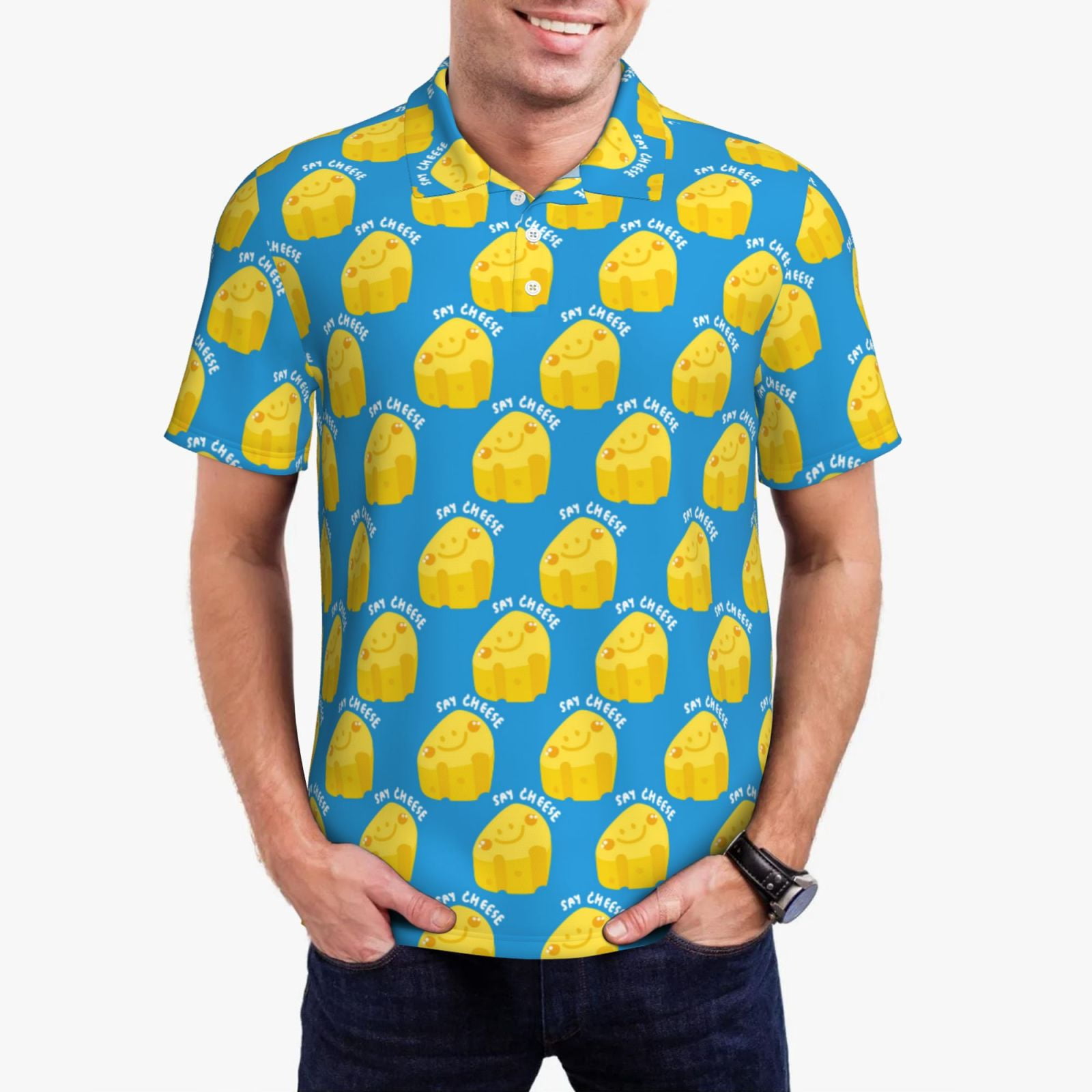 Polo Shirts for Men, Cute Cheese Navy Cuteness Casual Mens Polo Shirts ...