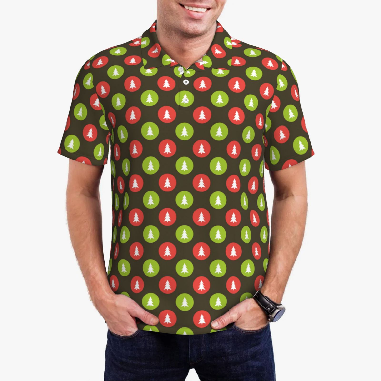 Polo Shirts for Men, Cute Christmas trees Cuteness Casual Mens Polo ...