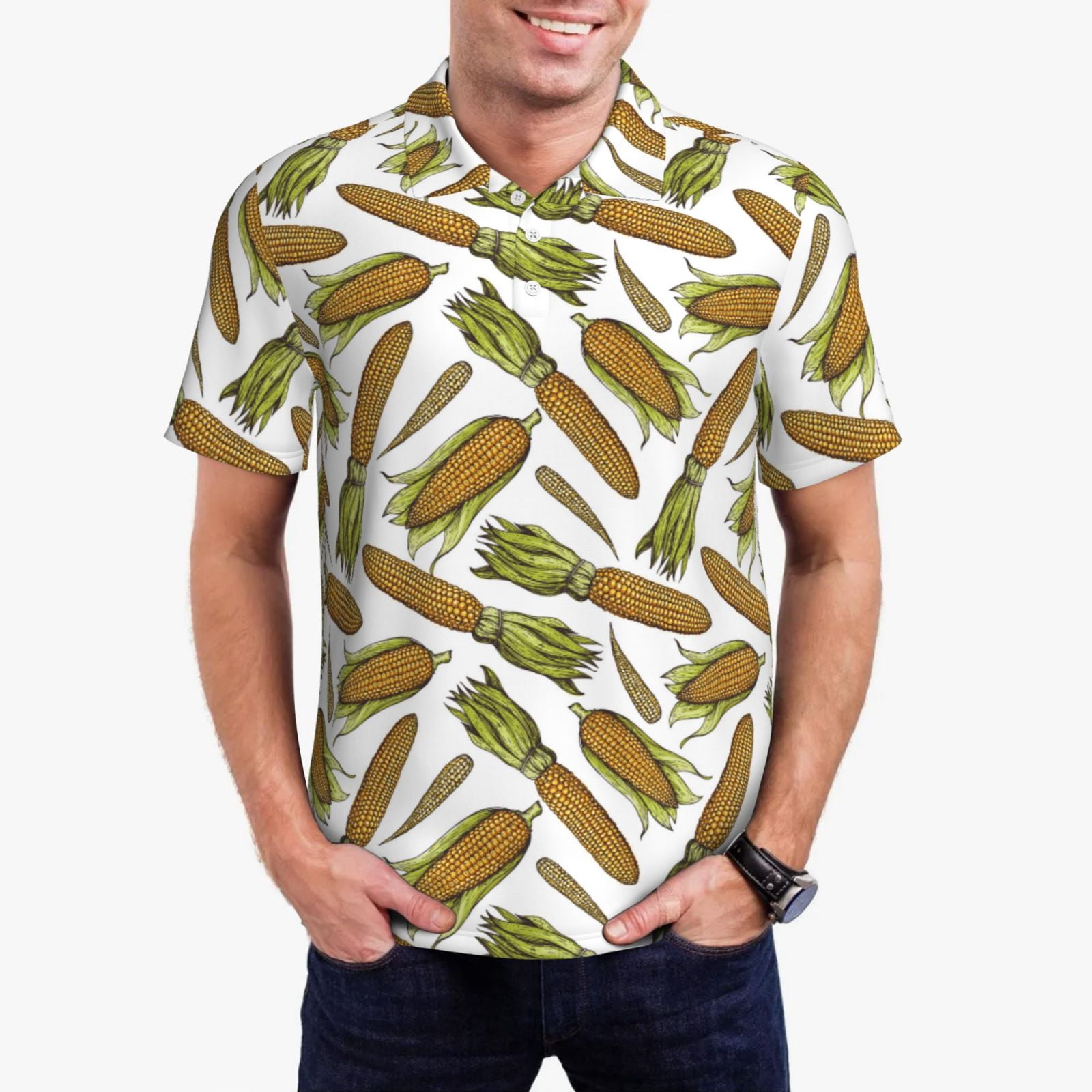 Polo Shirts for Men, Cute Corn Soft Casual Mens Polo Shirts Short ...