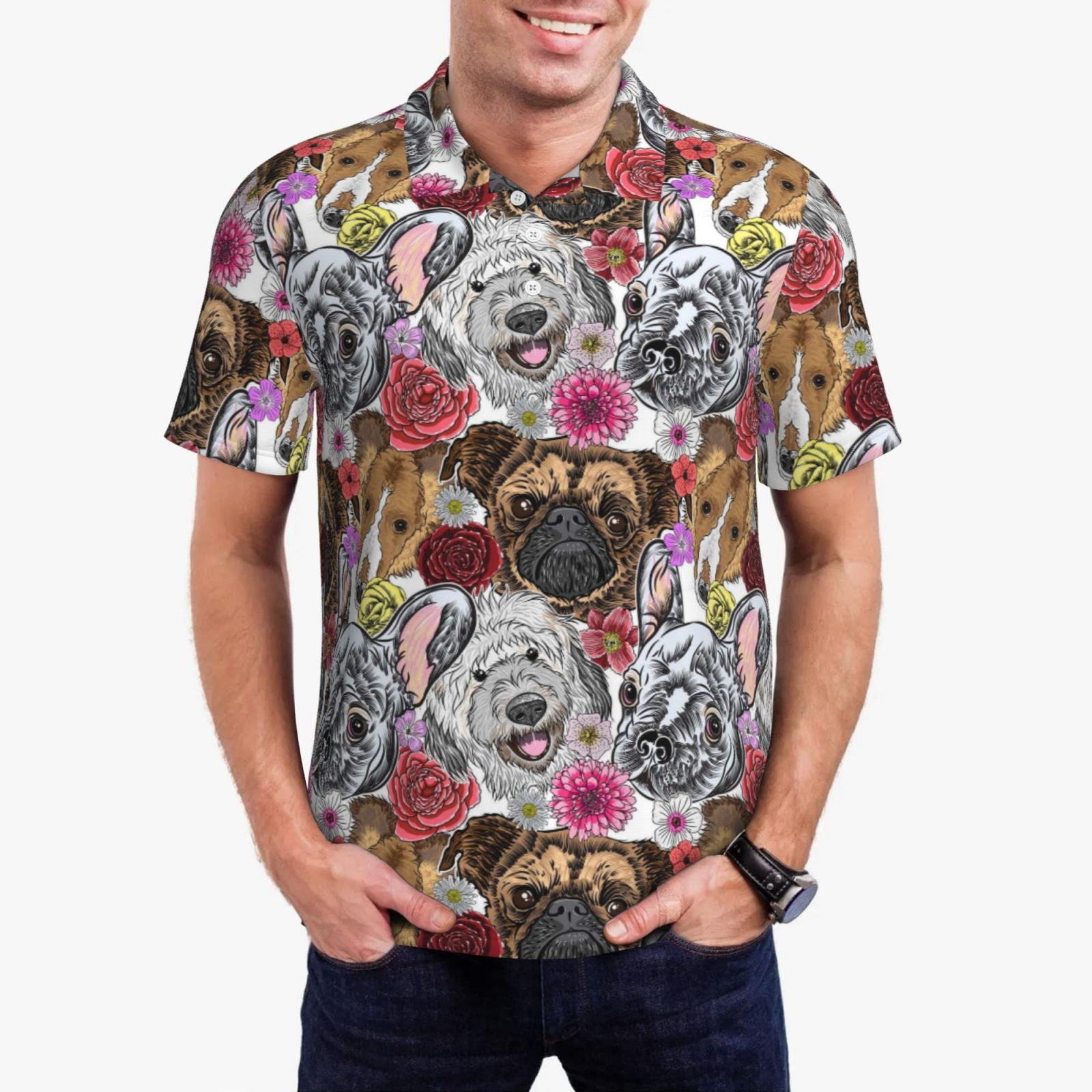 Polo Shirts for Men - Cute Dogs Puppy1 Soft Comfort Breathable Casual ...