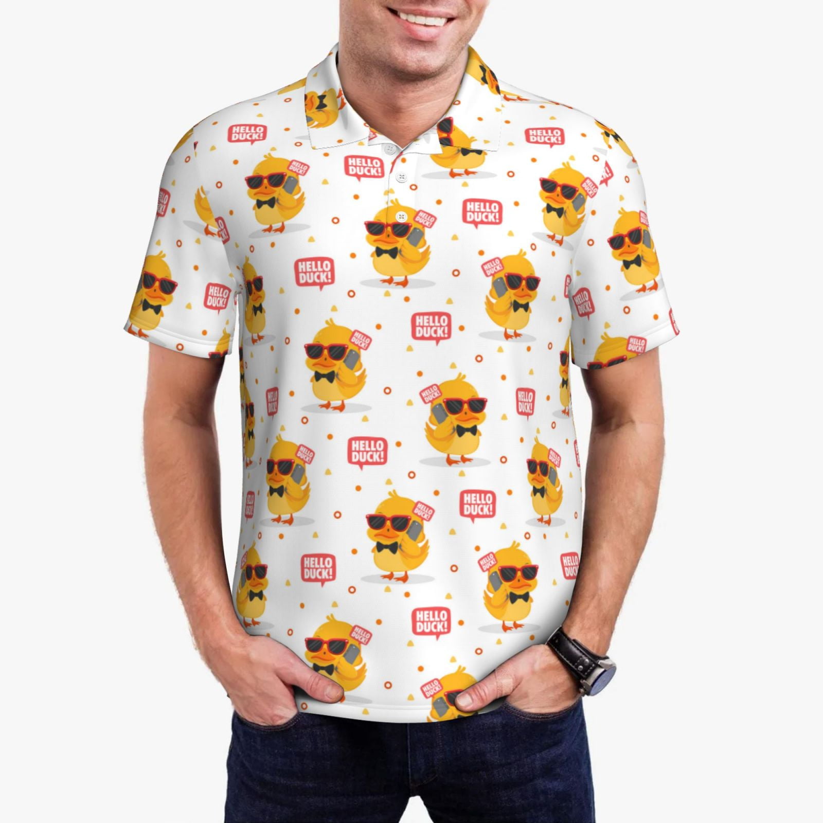 Polo Shirts for Men - Cute Duck Classic Mens Polo Shirts Casual Short ...