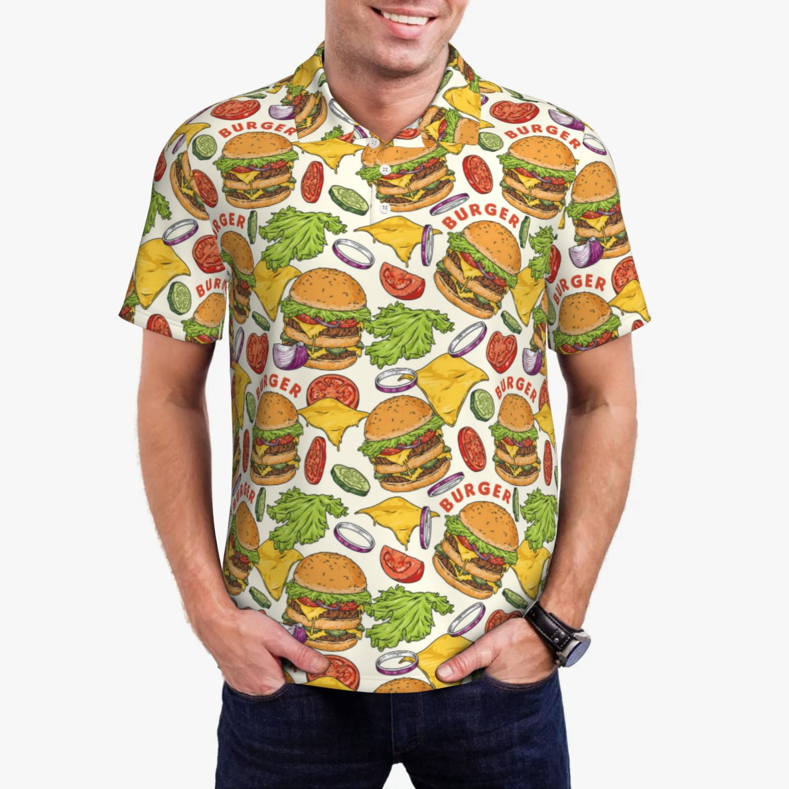Polo Shirts for Men, Cute Food Vegetable Cheese Cuteness Casual Mens ...