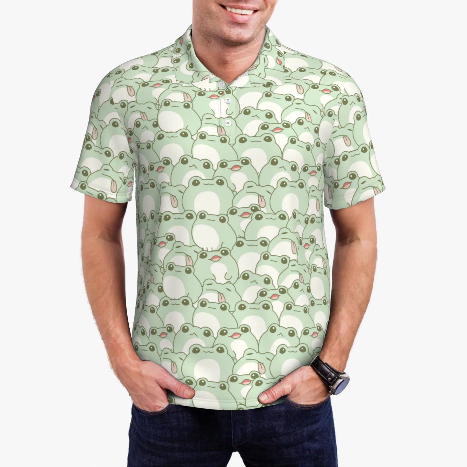 Polo Shirts for Men - Cute Frog Classic Mens Polo Shirts Casual Short ...