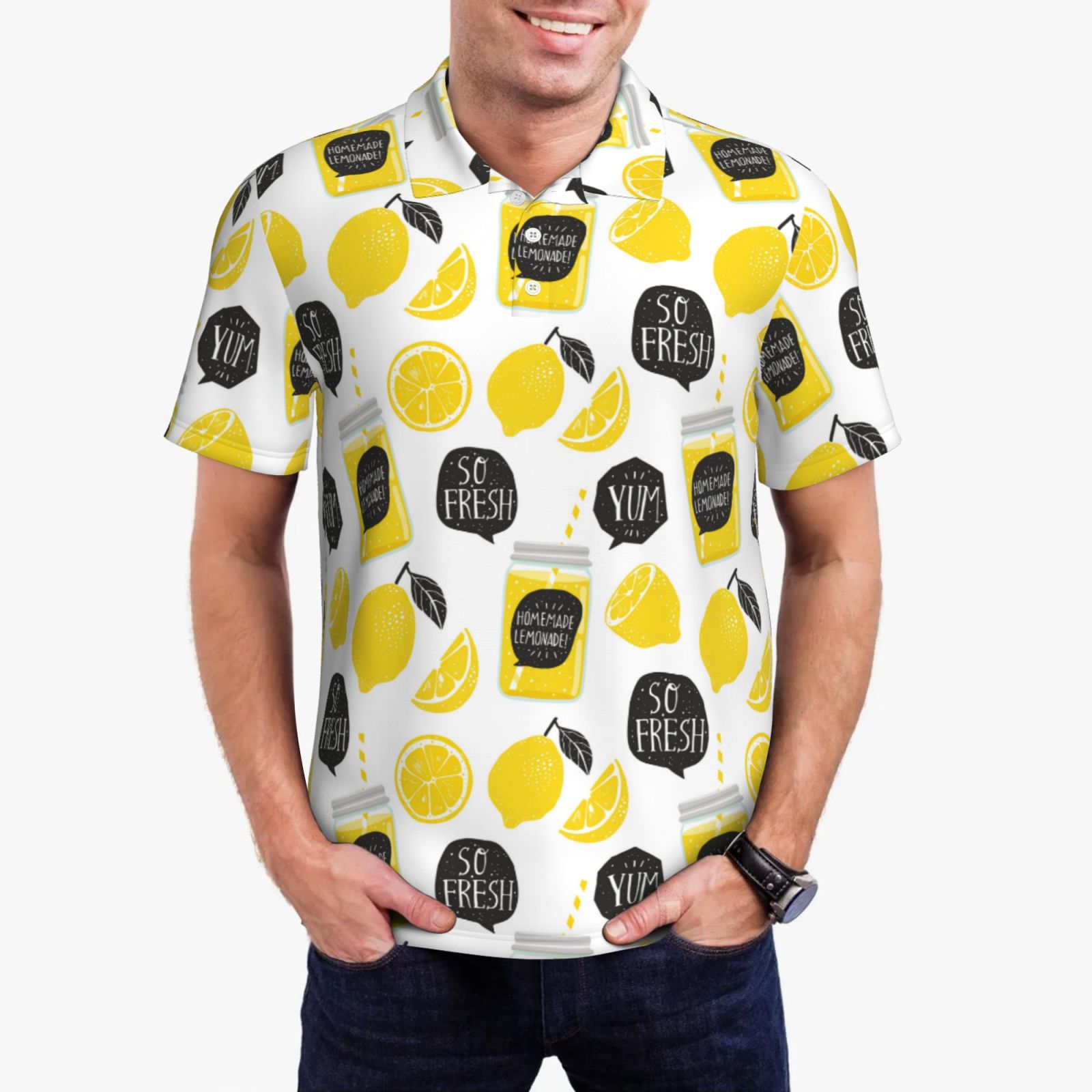 Polo Shirts for Men - Cute Lemon Juice Soft Comfort Breathable Casual ...