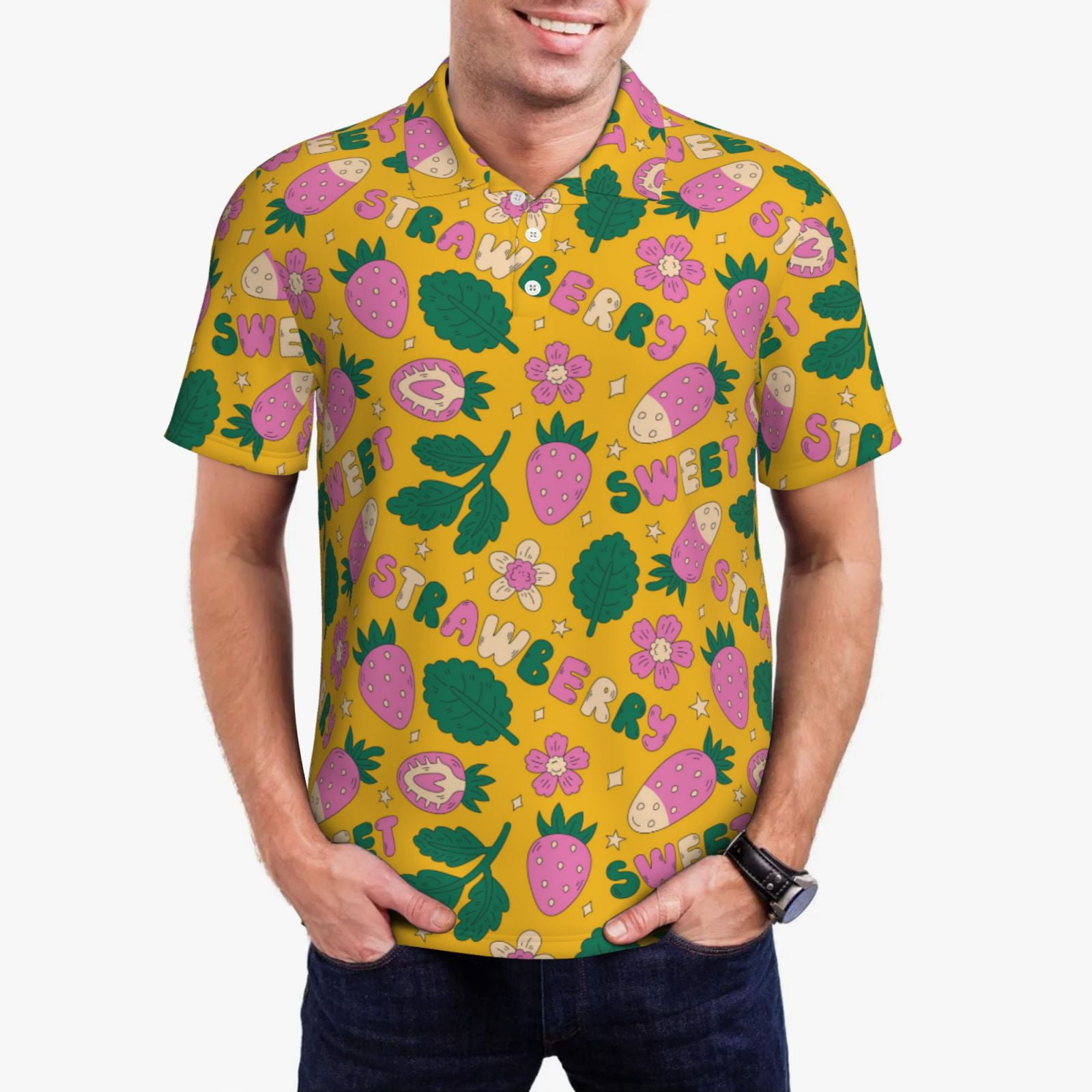 Polo Shirts for Men, Cute Strawberry Carrot Vegetable Cuteness Casual ...