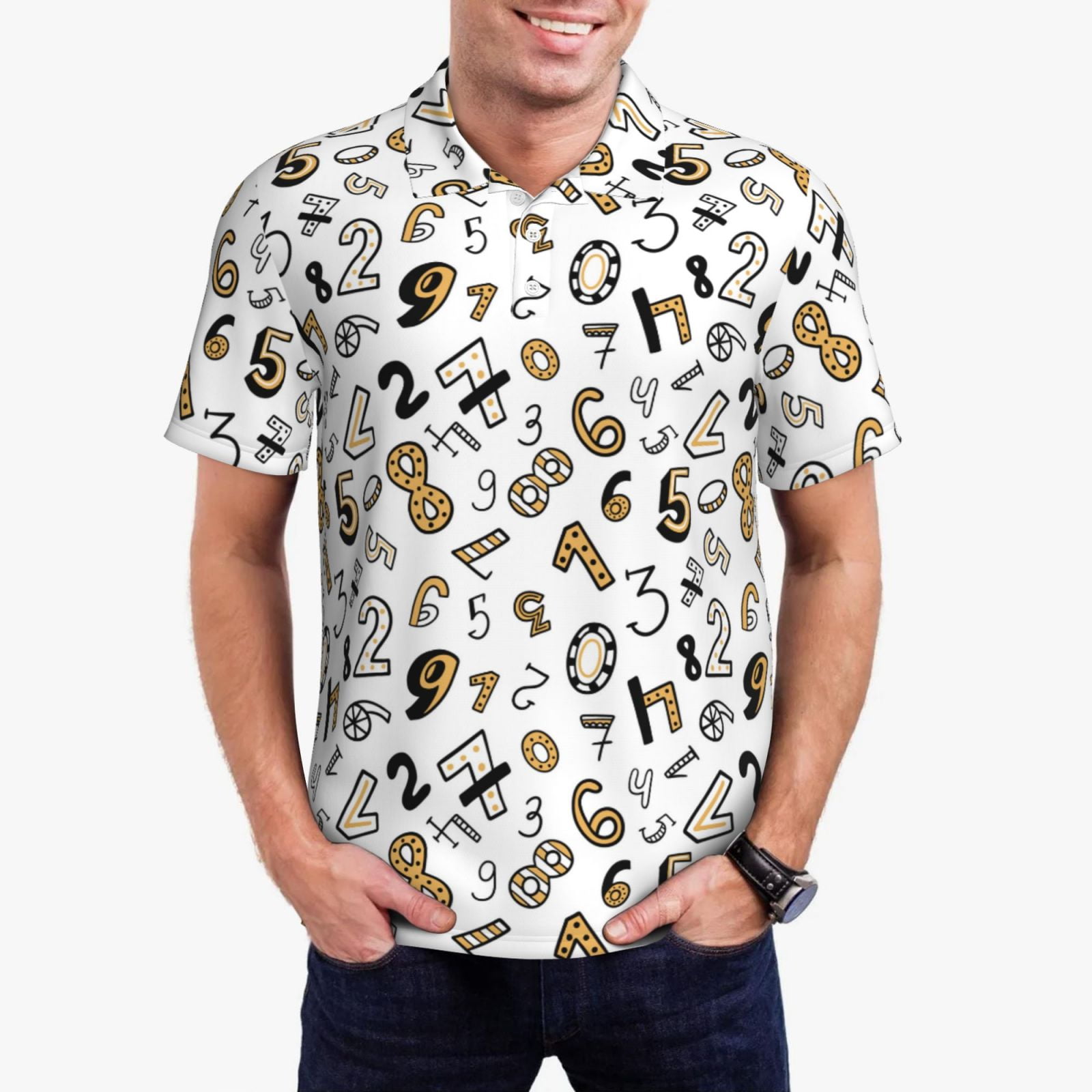 Polo Shirts for Men - Cute math numbers Mens Polo Shirts Short Sleeve ...