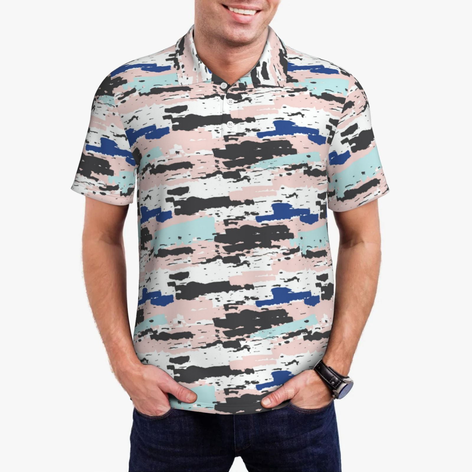 Polo Shirts for Men - Digital Camo Mens Polo Shirts Short Sleeve ...